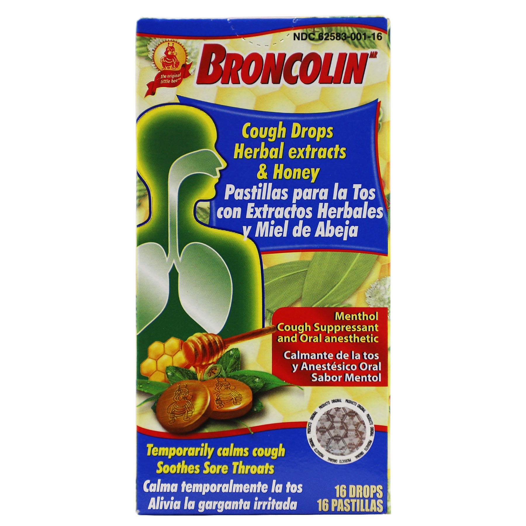 Broncolin Hard Candy With Bee Honey And Plant Extracts, Honey - 1.4 Oz ...