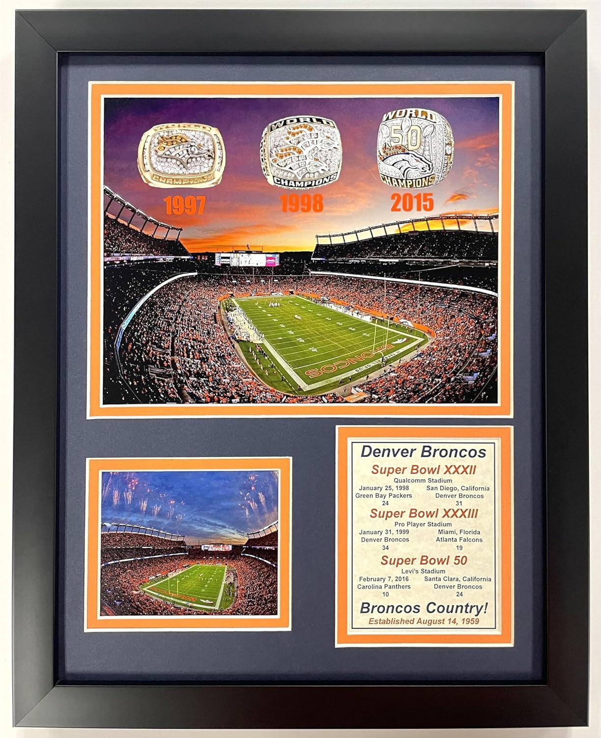 Broncos Championship Rings | Collectible Denver Football Collage ...