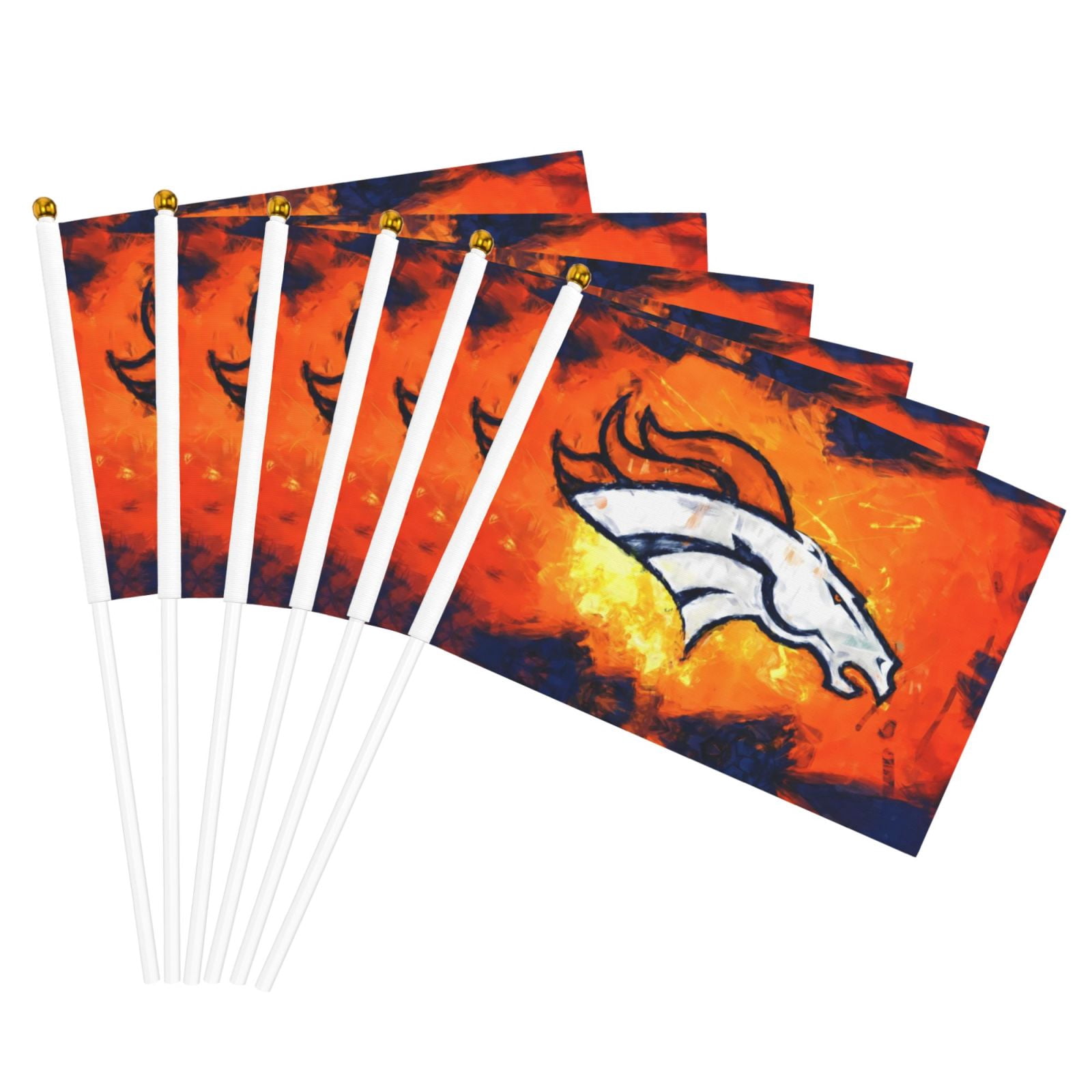 Broncos Football Team Double Sided Hand Waving Flags 5.5x8.2 Inch ...
