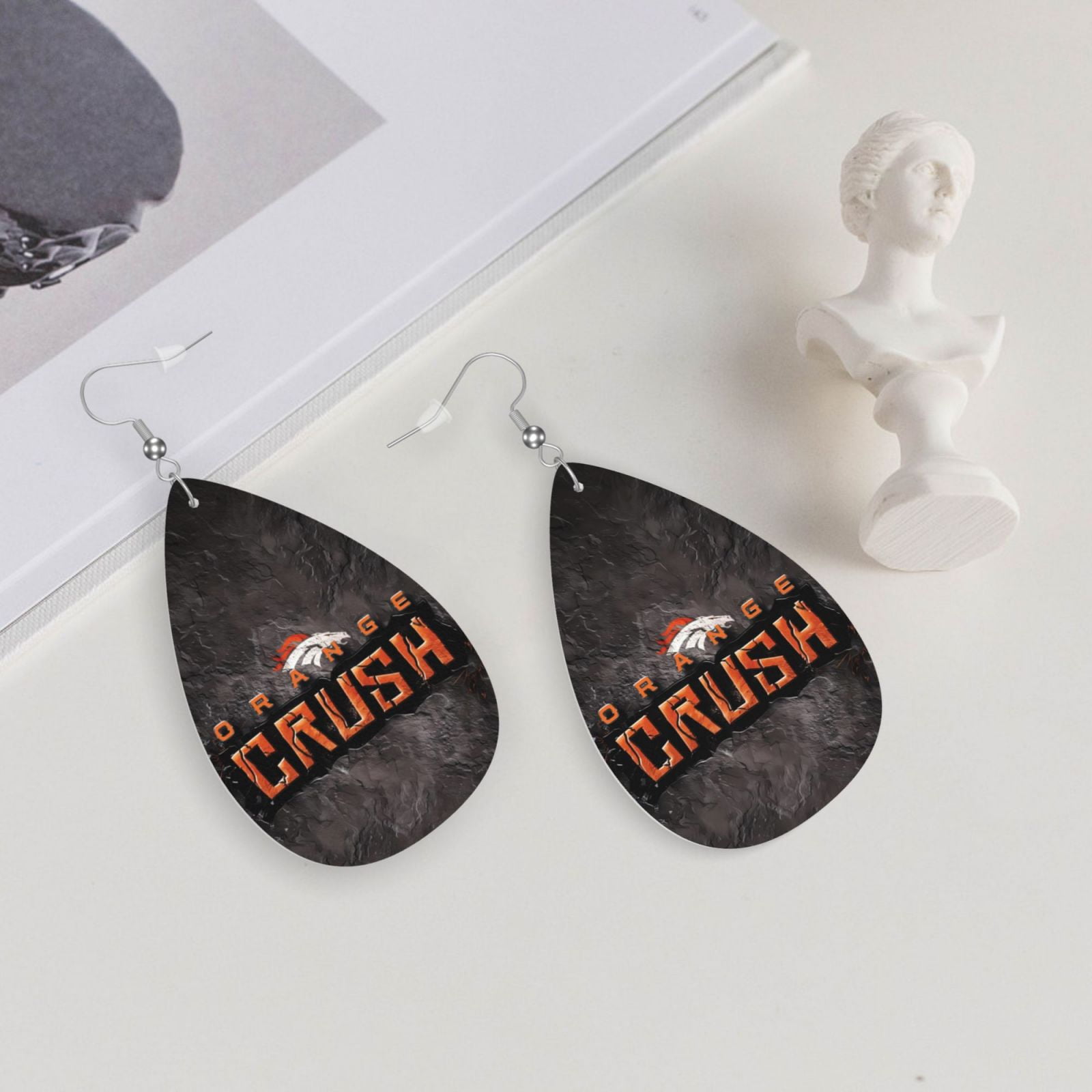Broncos Football Team Fashion Teardrop Leather Earrings - Teardrop ...