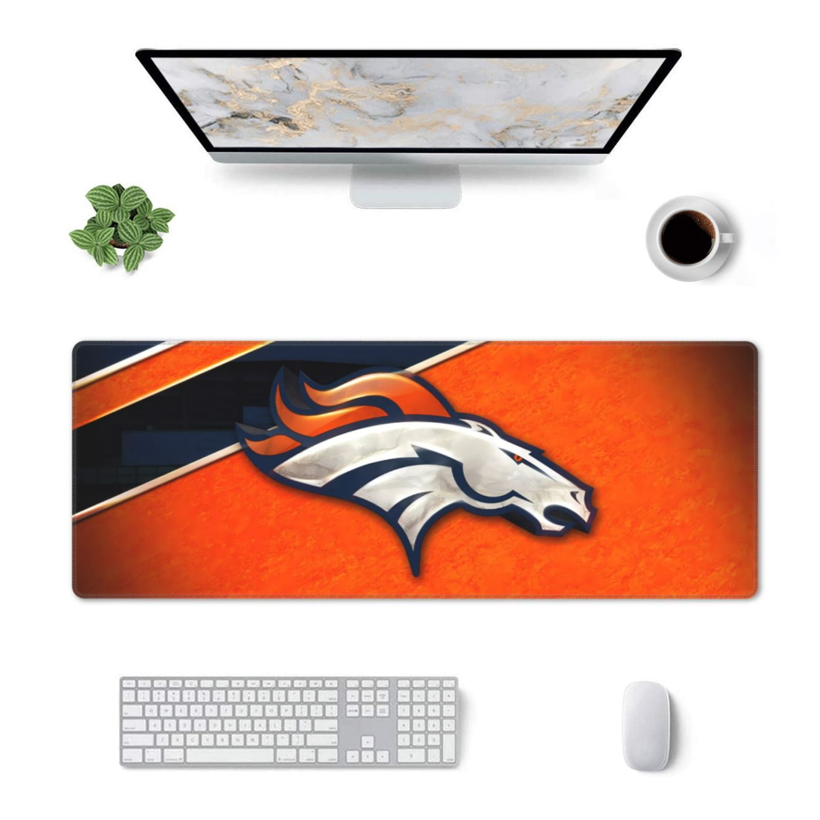 Broncos Football Team Pattern Oversized Rubber Keyboard Pad 12x31.5 ...