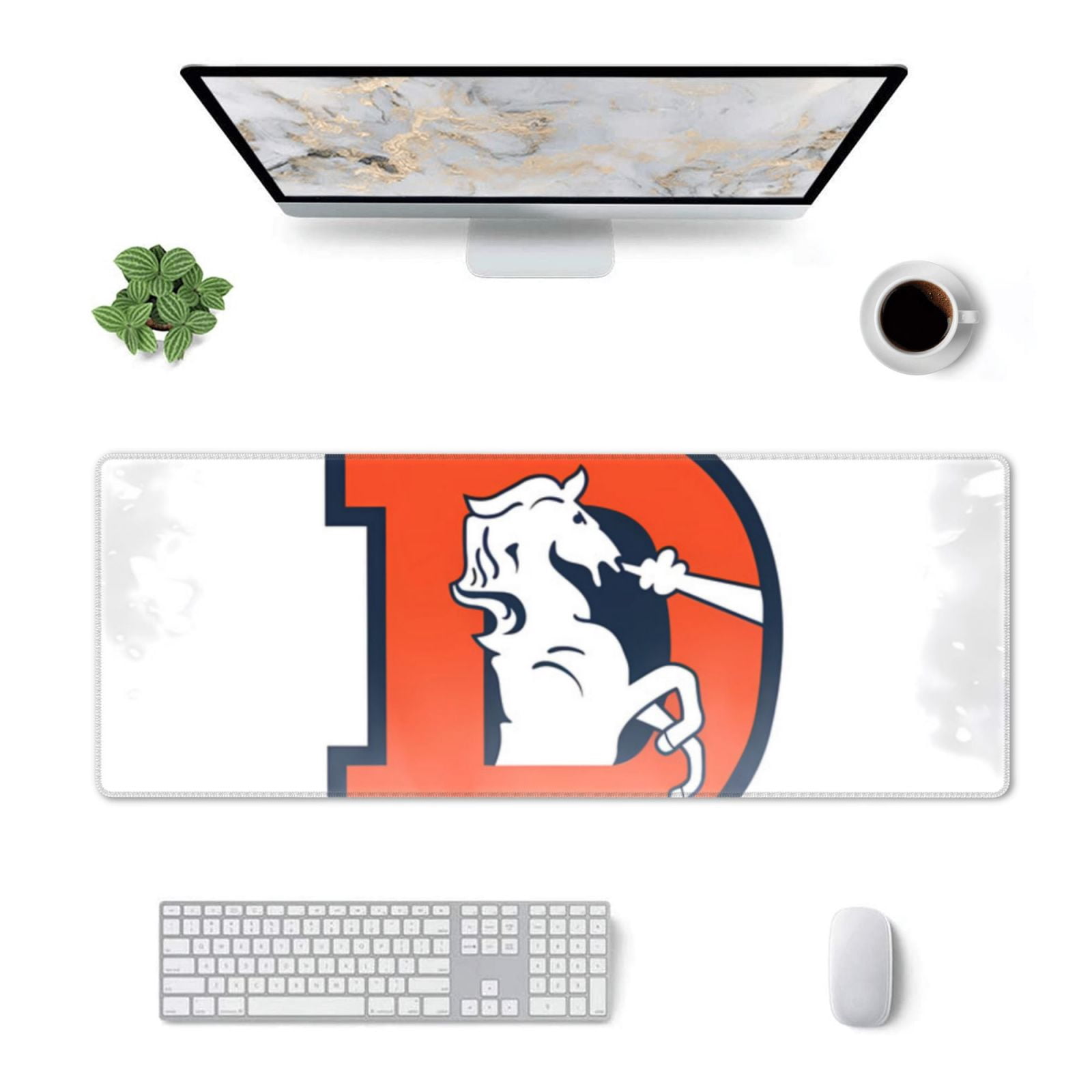 Broncos Football Team Pattern Oversized Rubber Keyboard Pad 12x31.5 ...