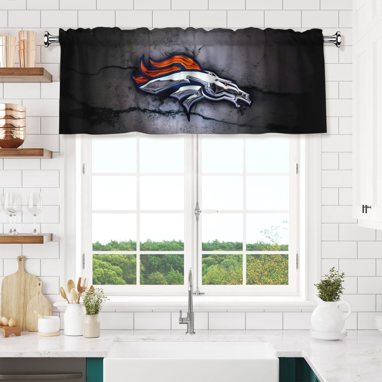 Broncos Football Team Print Blackout Valance Curtains 54x18 inches, Rod ...