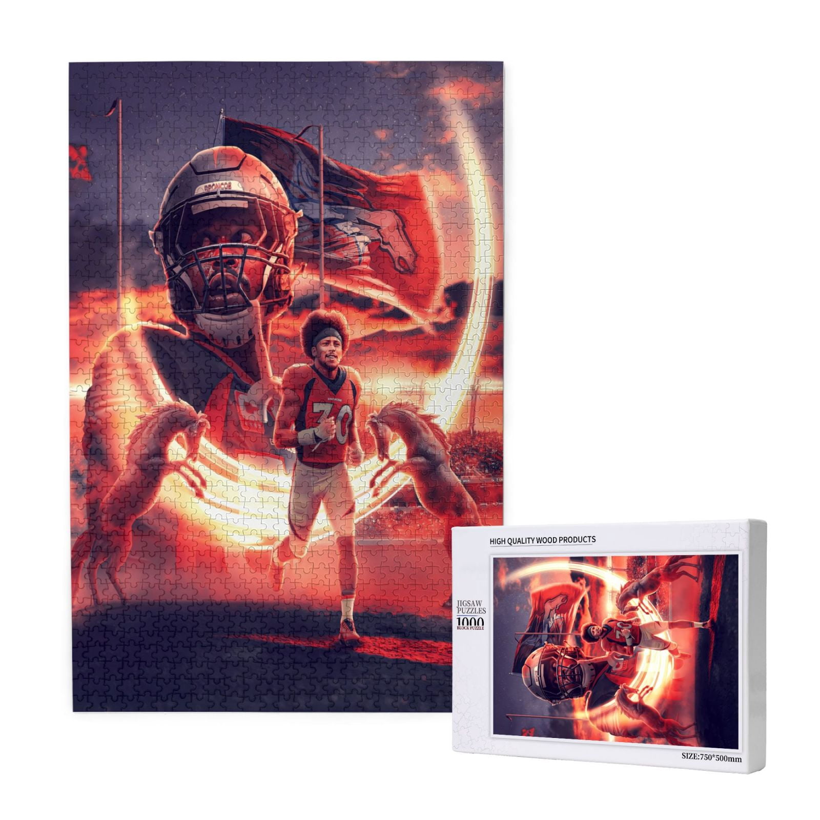 Broncos Football Team Themed Puzzle Adult Puzzle Fans Custom ...