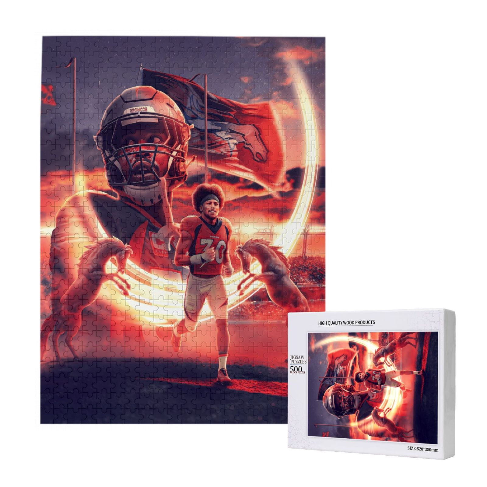 Broncos Football team 500 pieces environmentally friendly wooden puzzle ...
