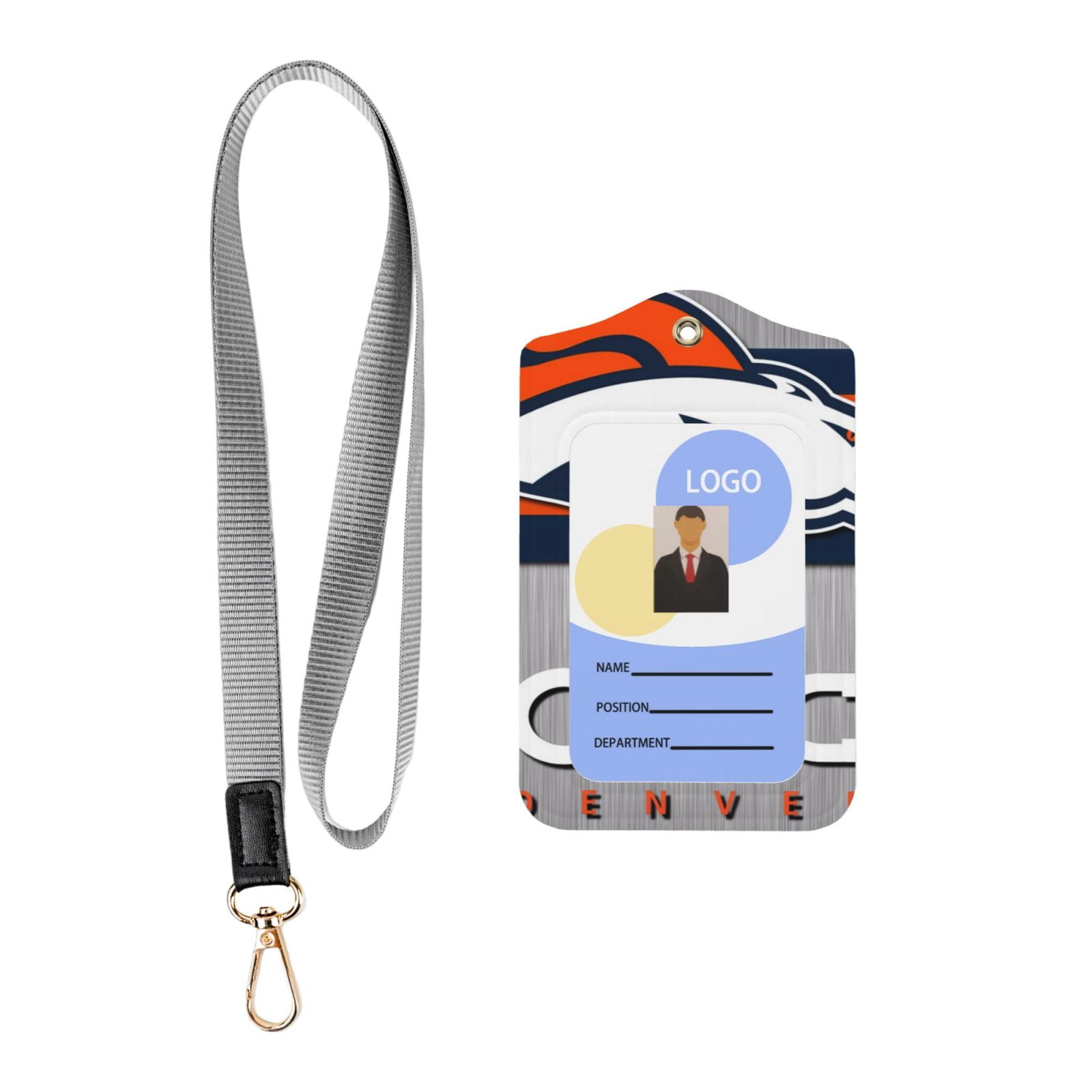 Broncos Hard Plastic ID Card Holder with Clear Window for Office School ...