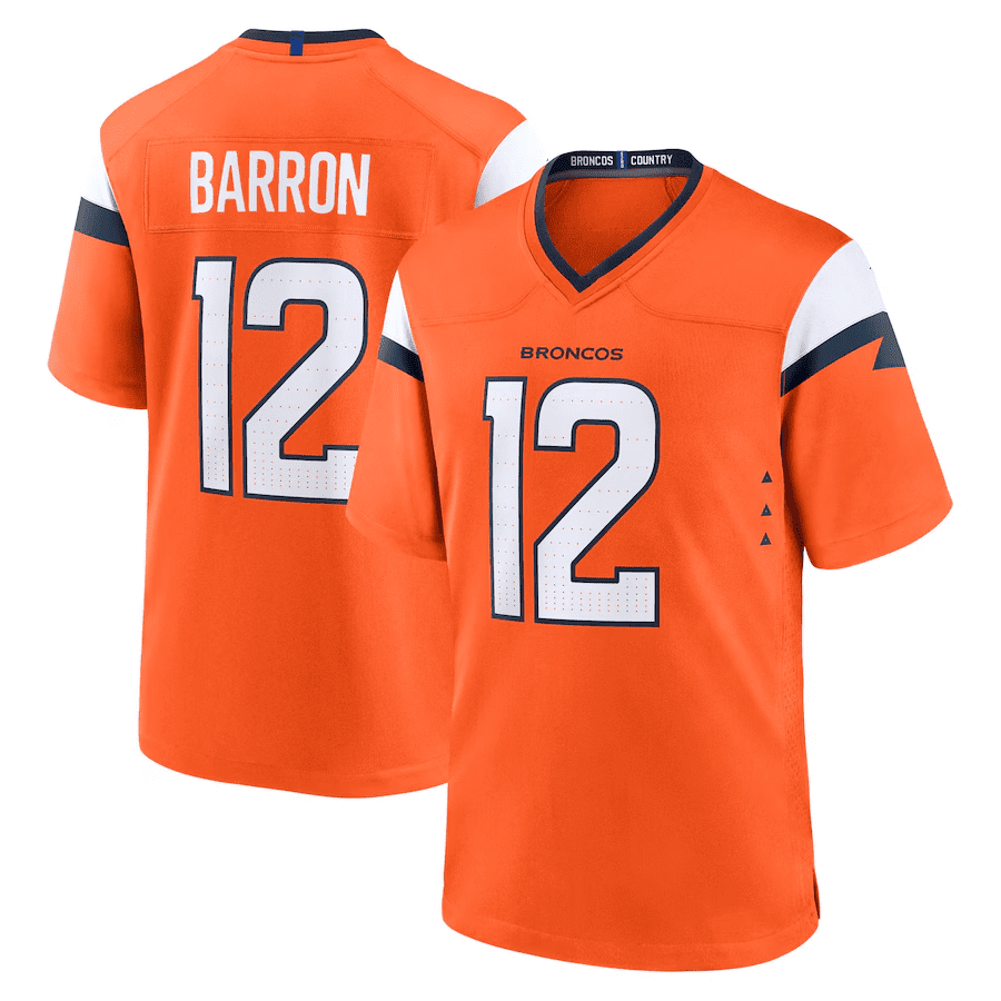 Broncos Men's Jahdae Barron#12 Orange 2025 Draft First Round Pick Game ...