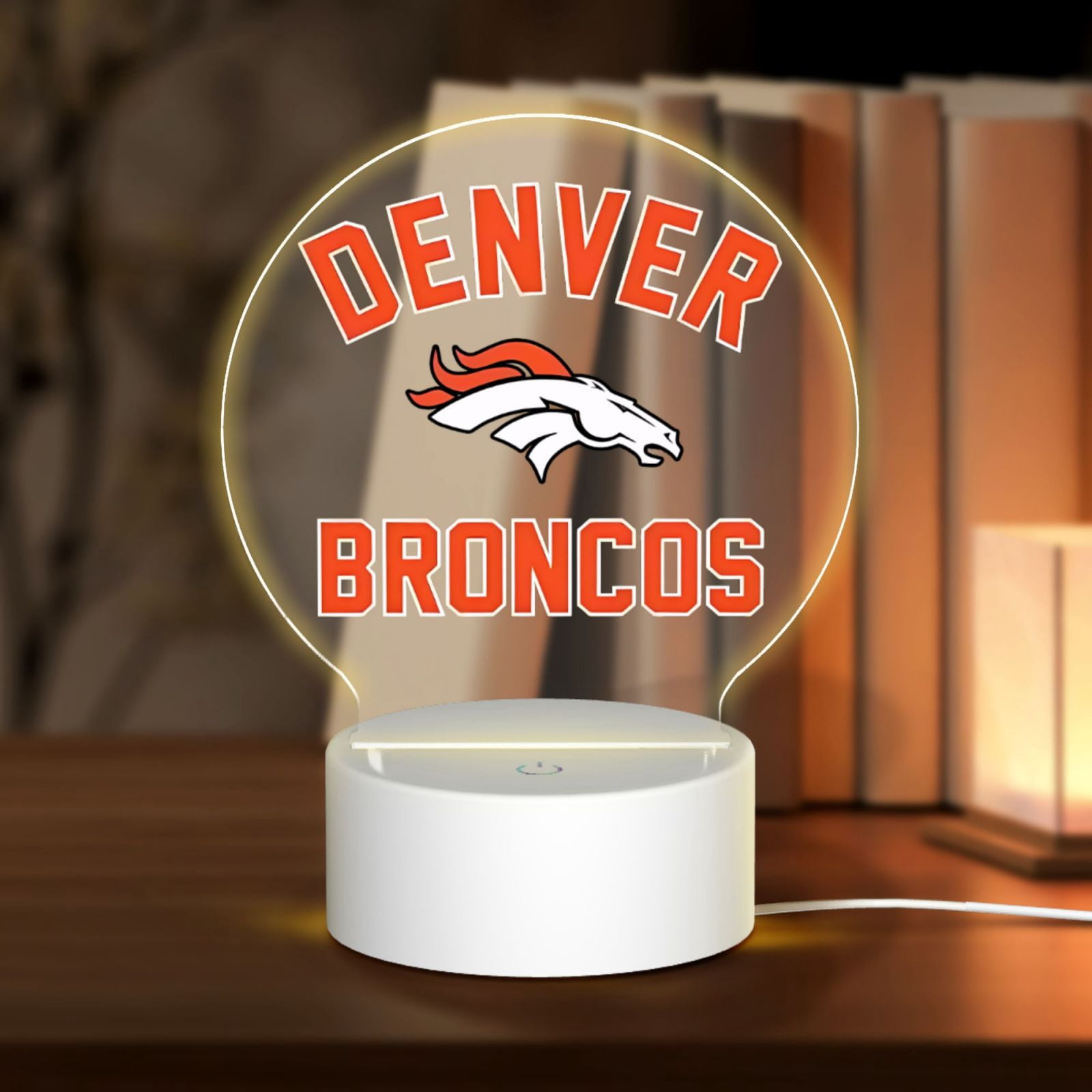 Broncos Round Acrylic Night Light Night LED Light With 3 Modes Lamp ...