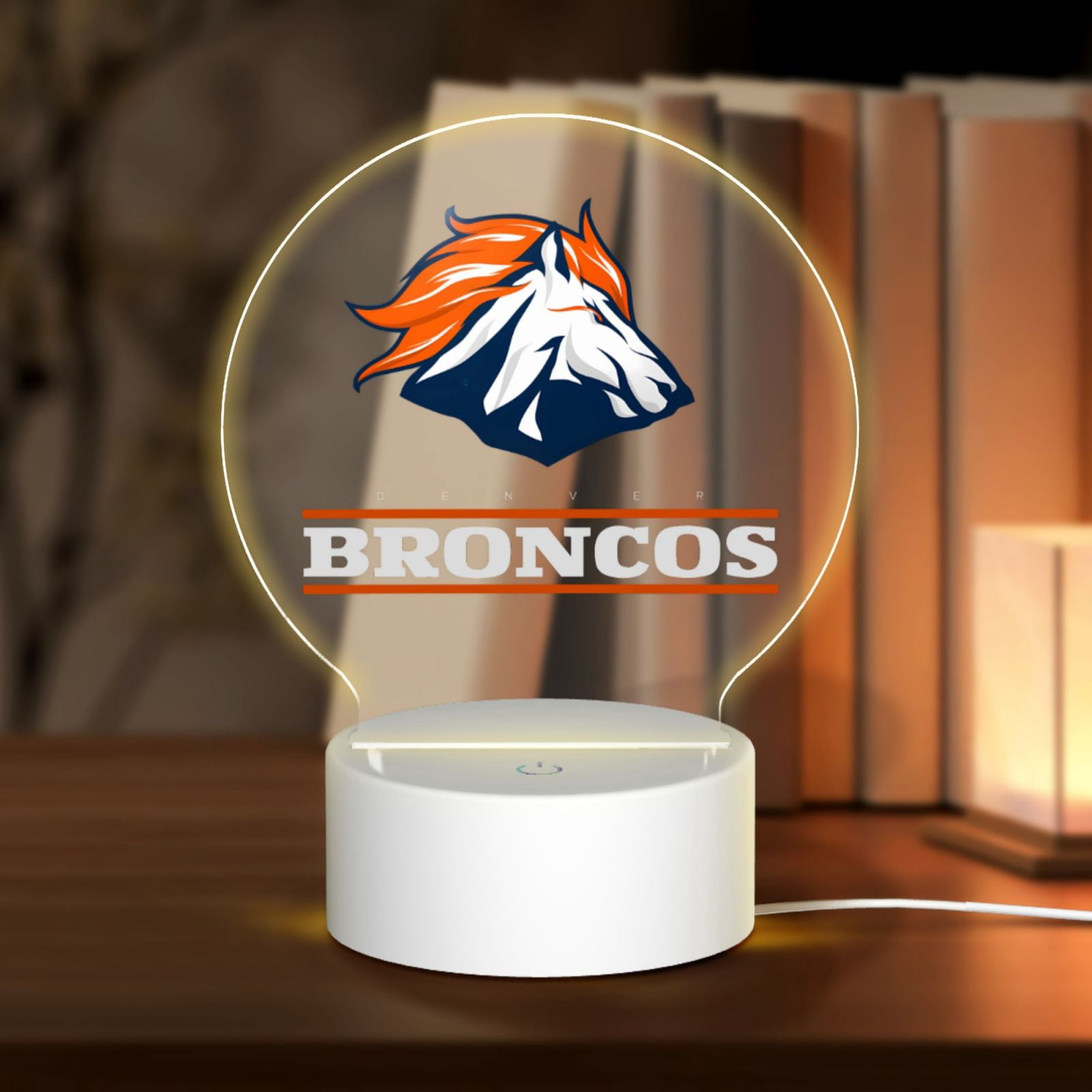 Broncos Round Acrylic Night Light Night LED Light With 3 Modes Lamp ...