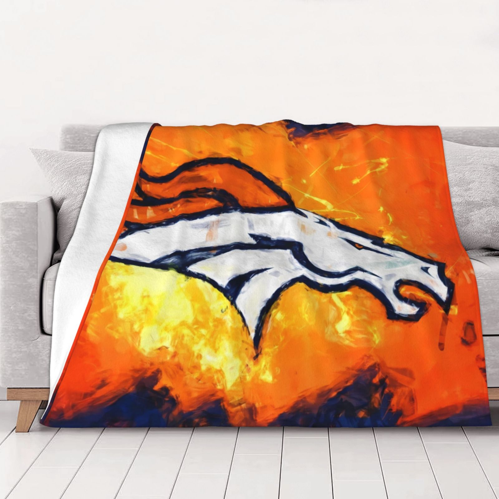 Broncos Sports Theme Blanket Super Soft Flannel Blanket Light Warm ...