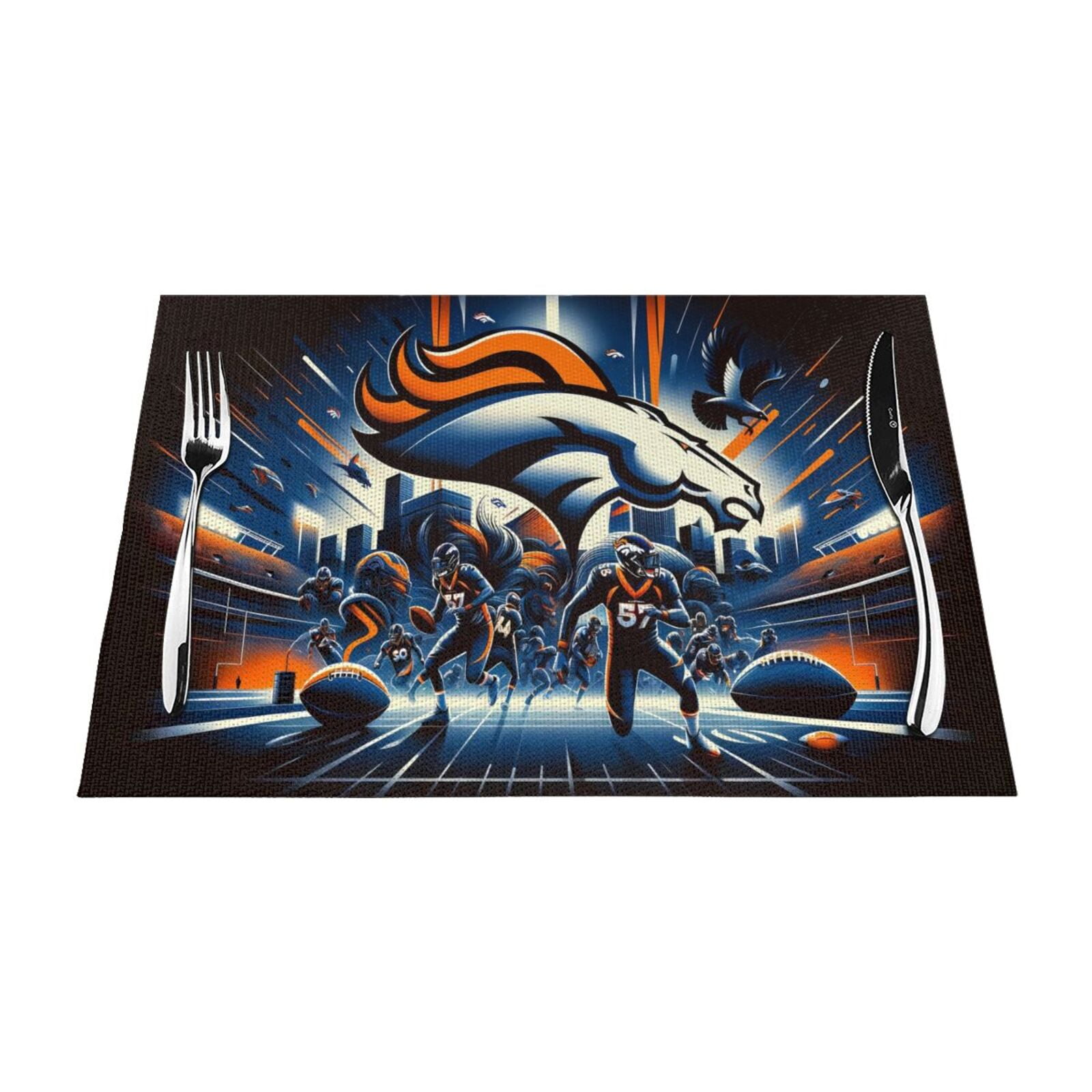 Broncos Team Pvc Woven Placemat 12x18in (1 Piece Pack, 4 Piece Pack, 6 ...