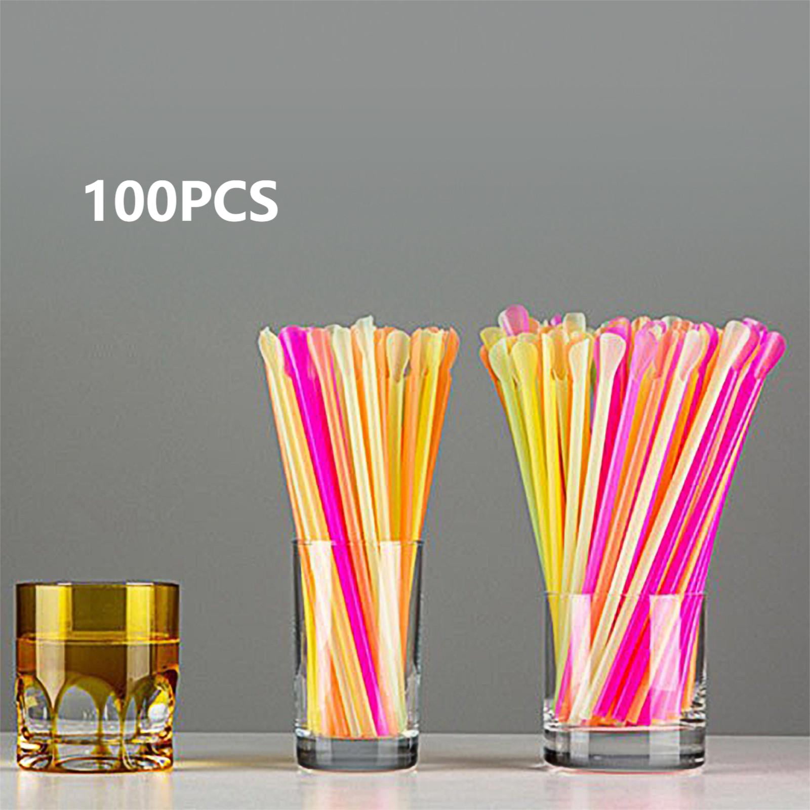 Brondbend 100 Pcs Snow Cone Spoon Straw Hard Plastic Straws 7.9 Inch ...