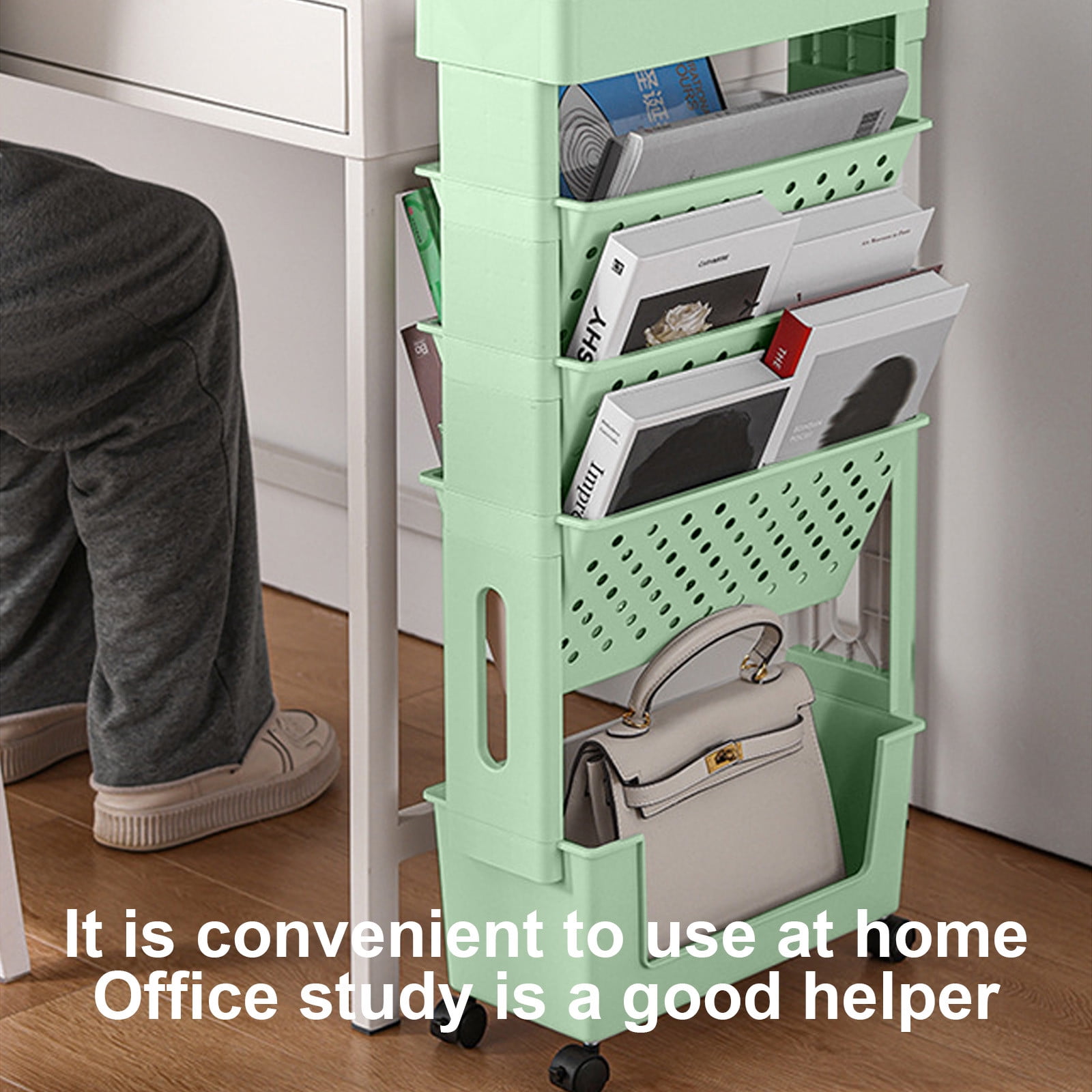 Brondbend 5-Tier Movable Classroom Desk Mobile Bookshelf, Rolling ...