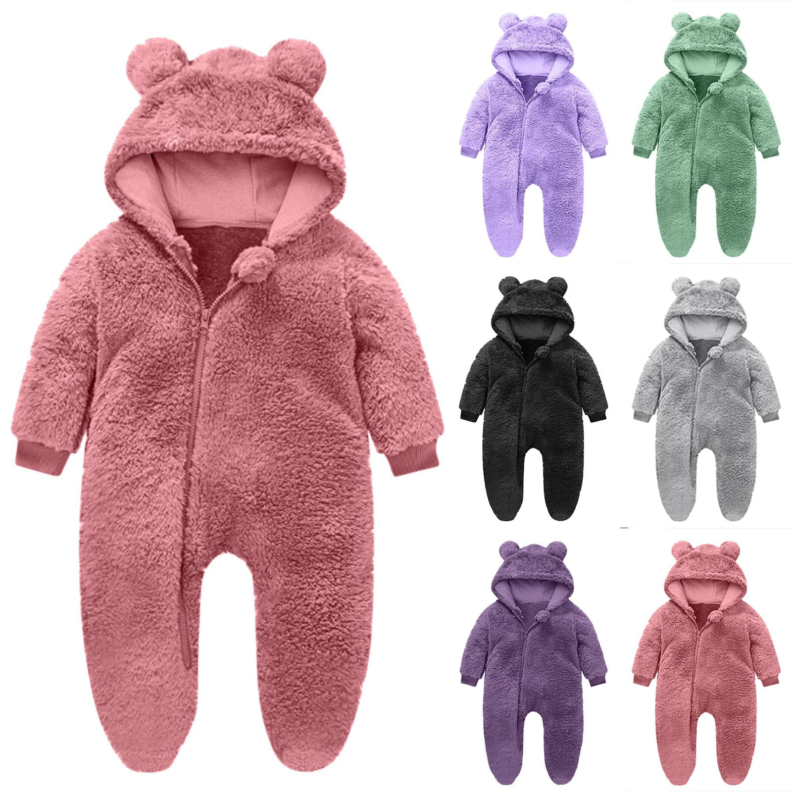Brondbend Baby Girl Boys Rompers Winter Plush Fleece Bodysuit Fuzzy ...
