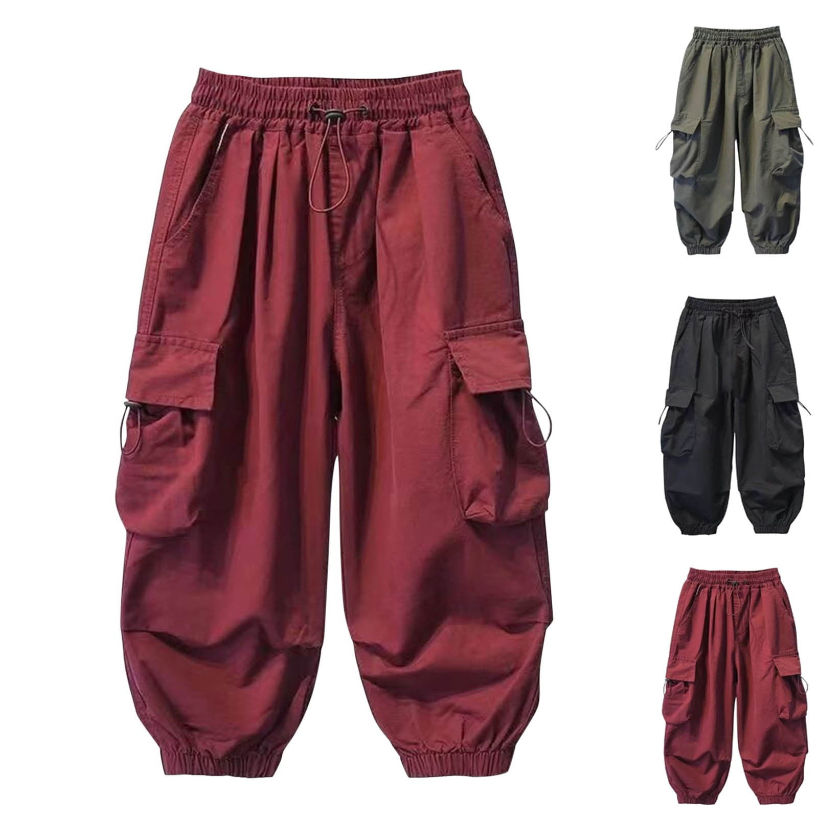 Brondbend Cargo Pants for Boys Stretchy Waisted Solid Color Drawstring ...