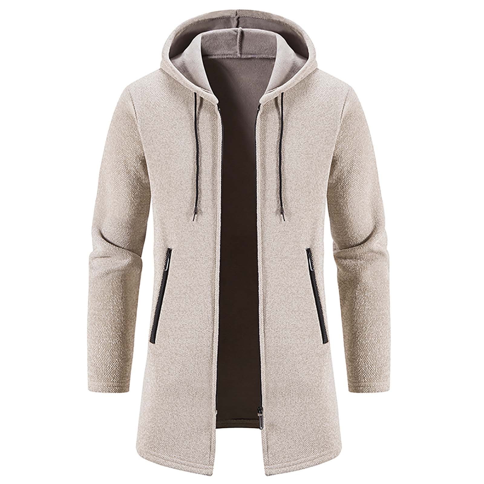 Brondbend Coat for Men Jackets for Men Hooded Long Sleeved Zipper ...