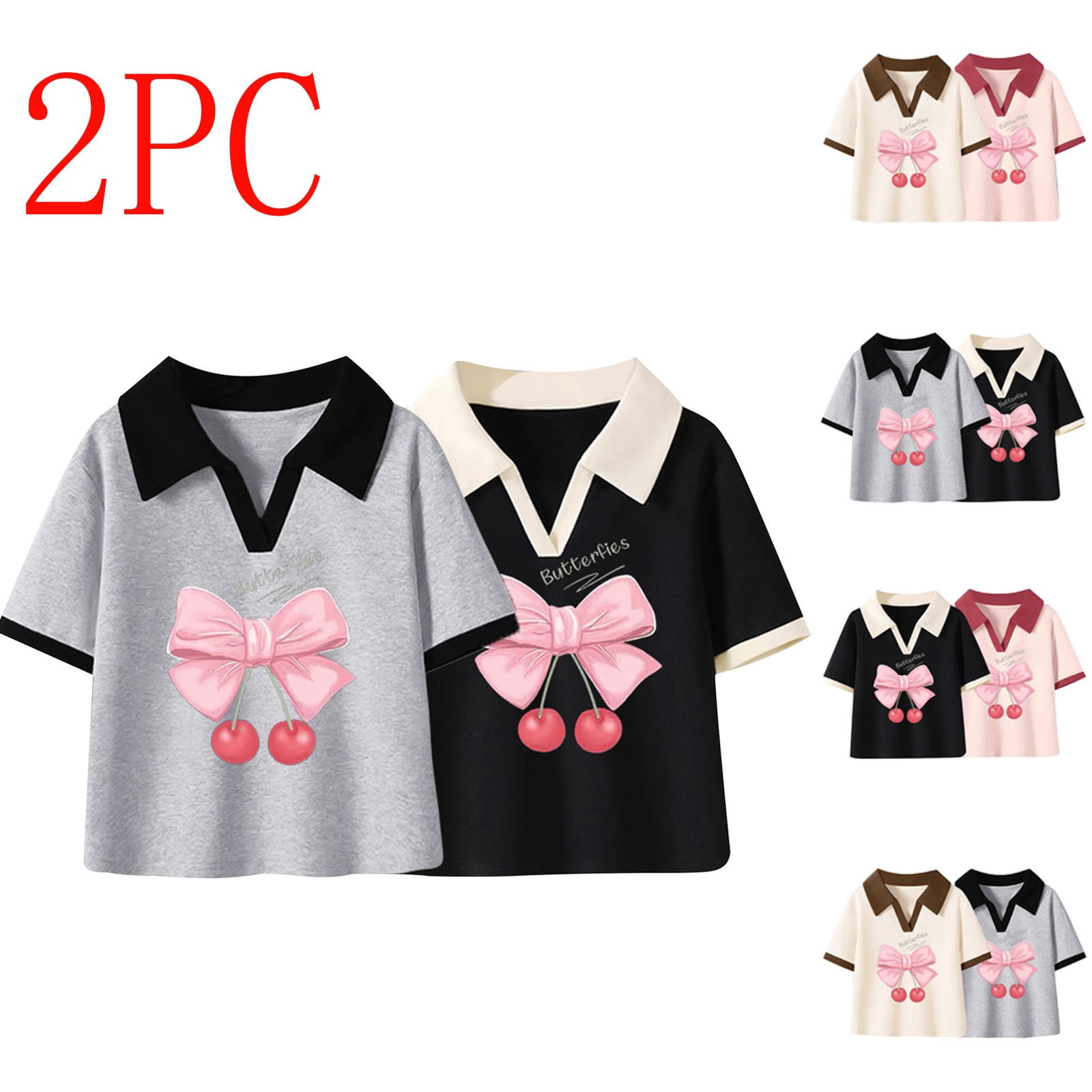 Brondbend Deals Baby Girls' Clothing Round Neck Short Sleeve Tops 2pc ...