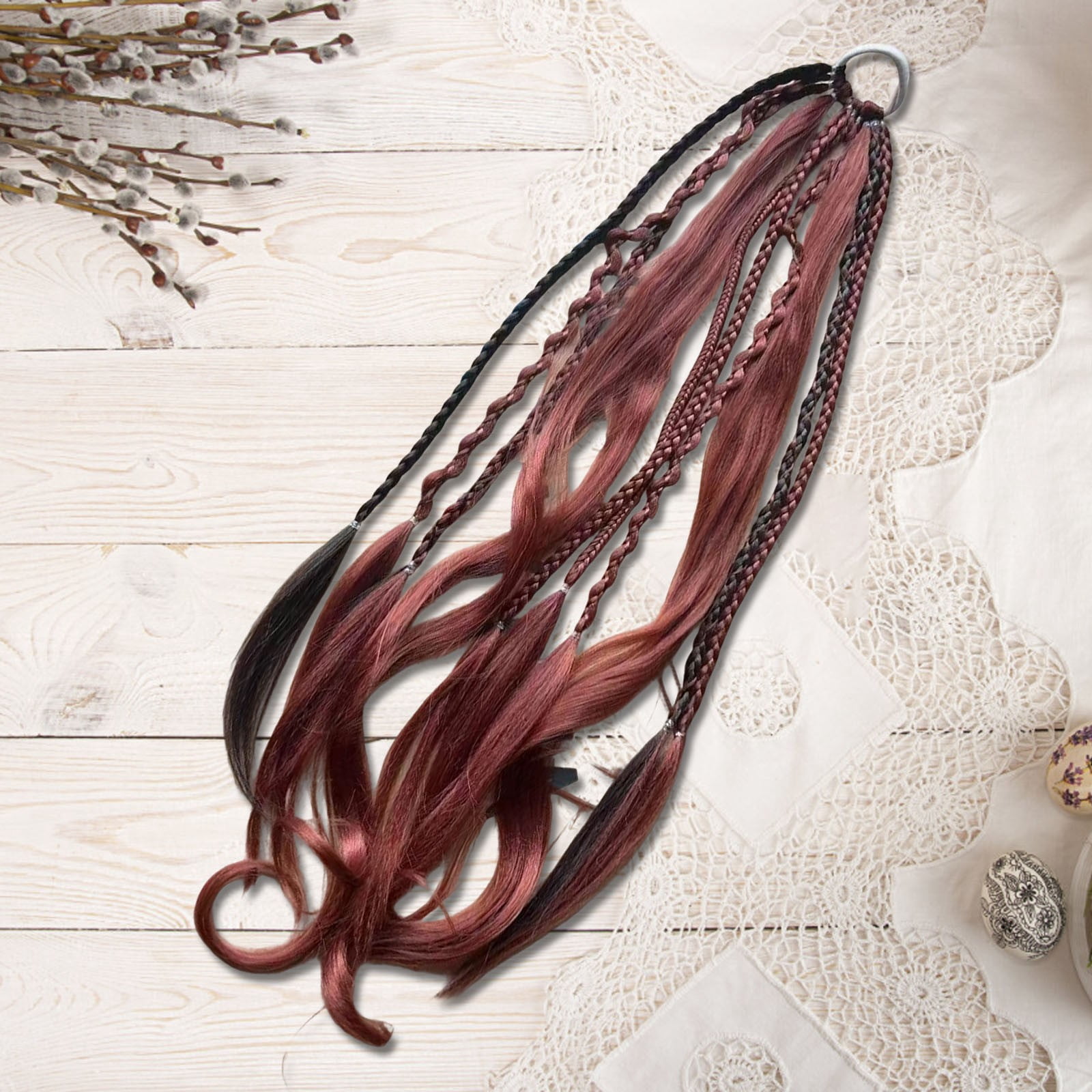 Brondbend Dirty Braid Ponytail Extension 70cm Elastic Synthetic Fiber ...