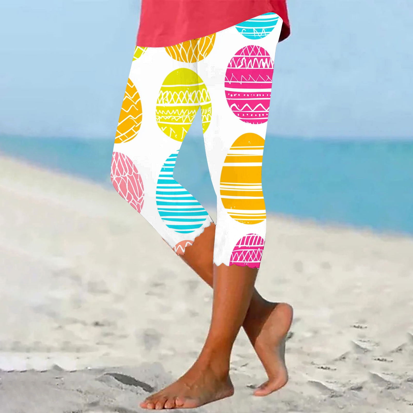 Brondbend Gym Clothes for Woman Casual Capris Cropped Mid Waist Easter ...