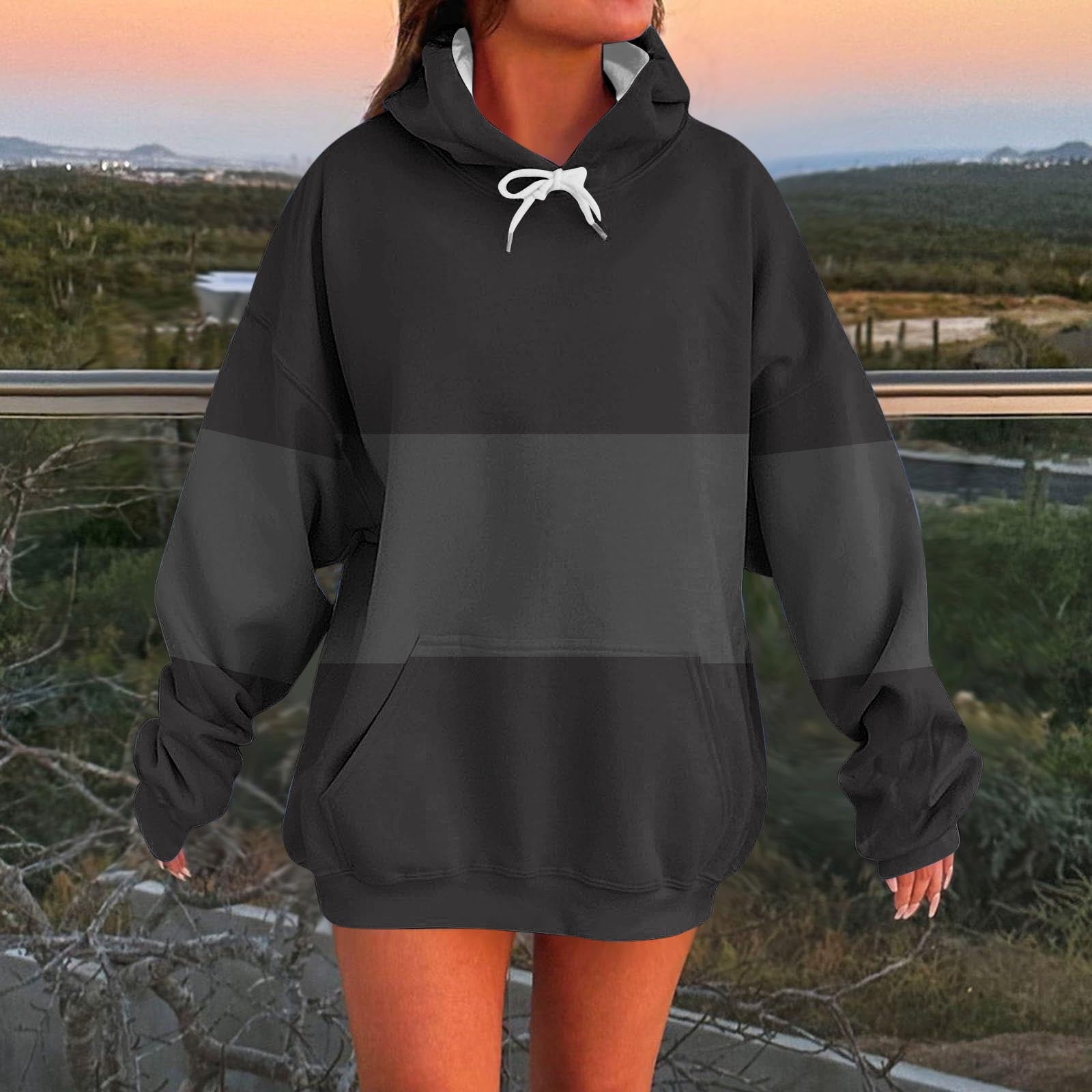 Brondbend Hoodie Womens Womens Pullovers Long Sleeved Pockets ...