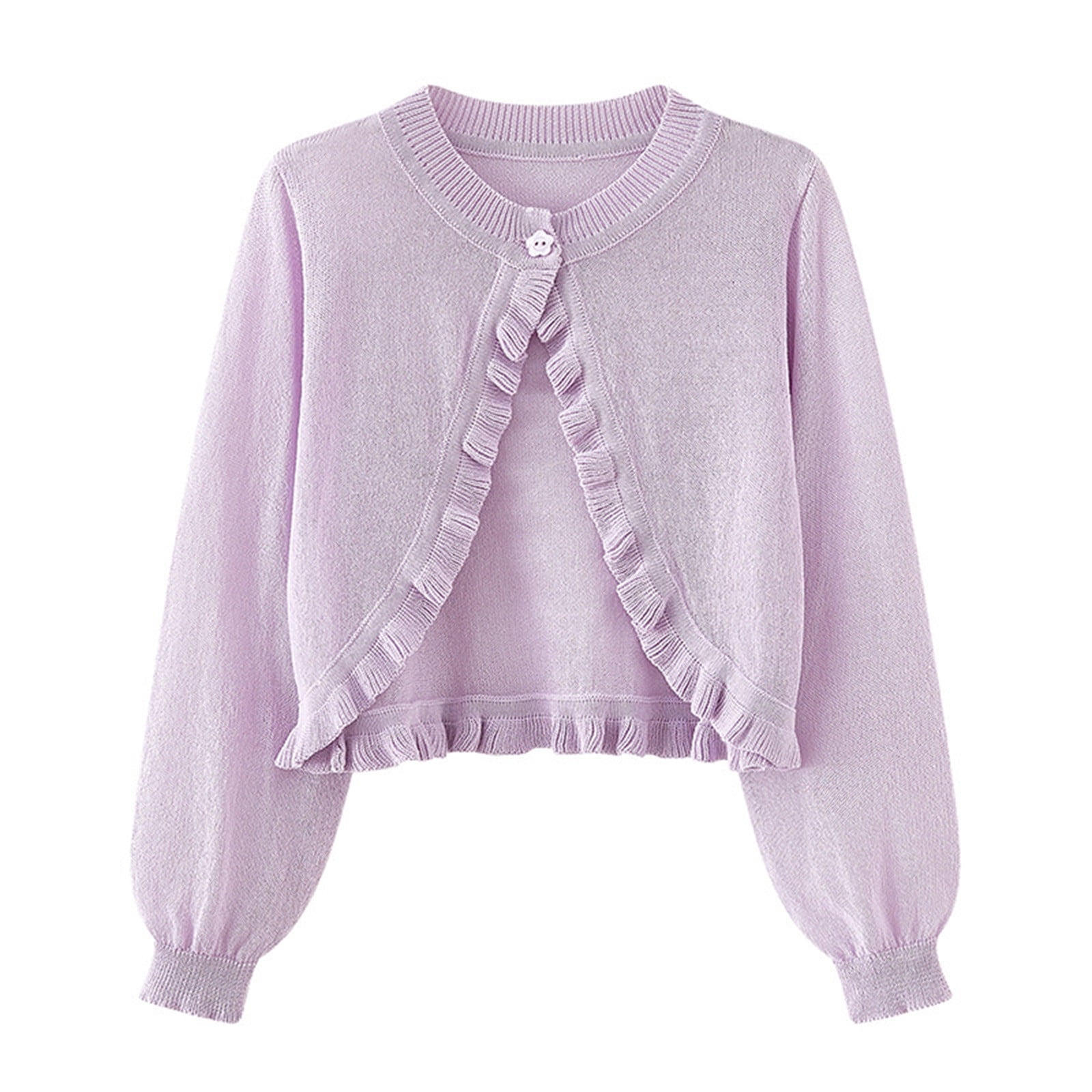 Brondbend Little Girls Cardigan Kids Knitted Sweater Crewneck Long ...