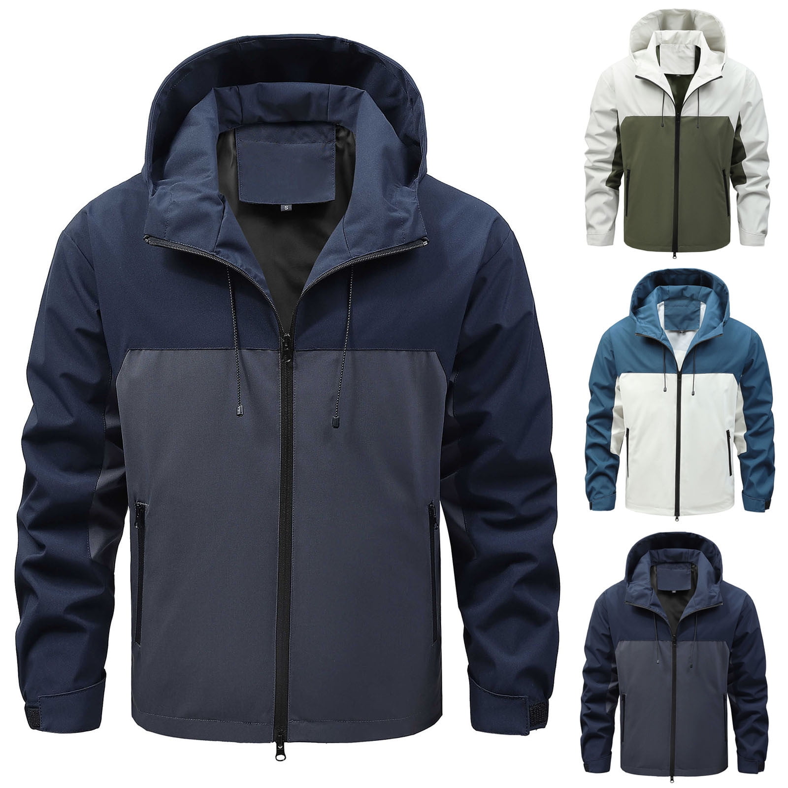 Brondbend Men's Waterproof Jacket Men's Retro Style Zipper Opening and ...