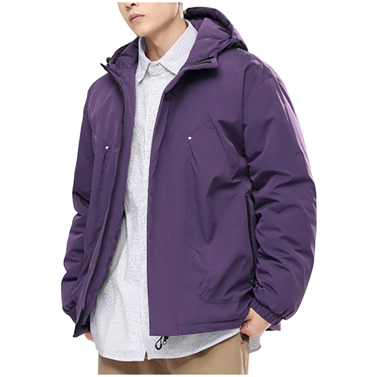 Brondbend Mens Waterproof Jacket Men's Long Sleeved Solid Color Zipper ...