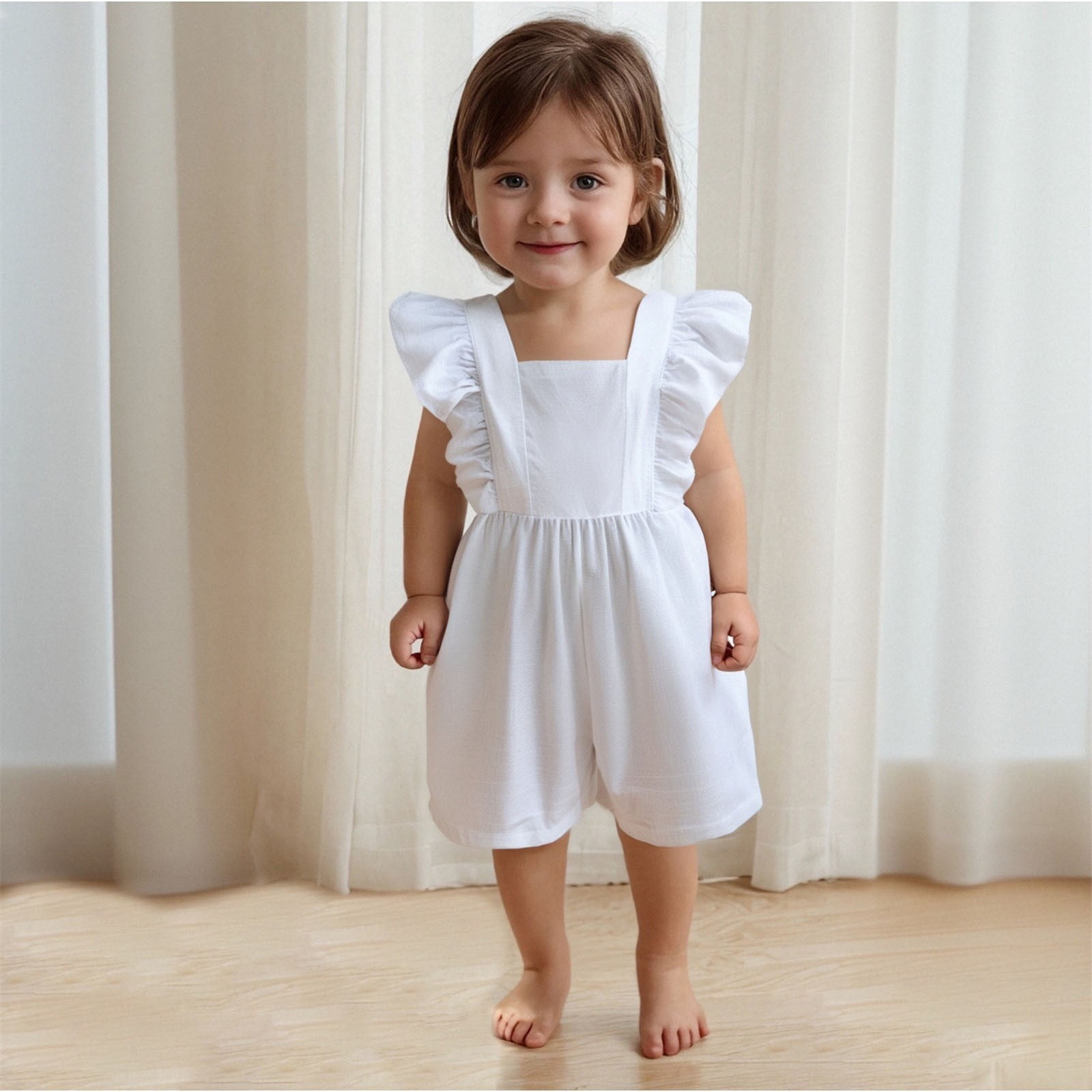 Brondbend Newborn Baby Girls Jumpsuit Cotton and Linen Comfortable ...