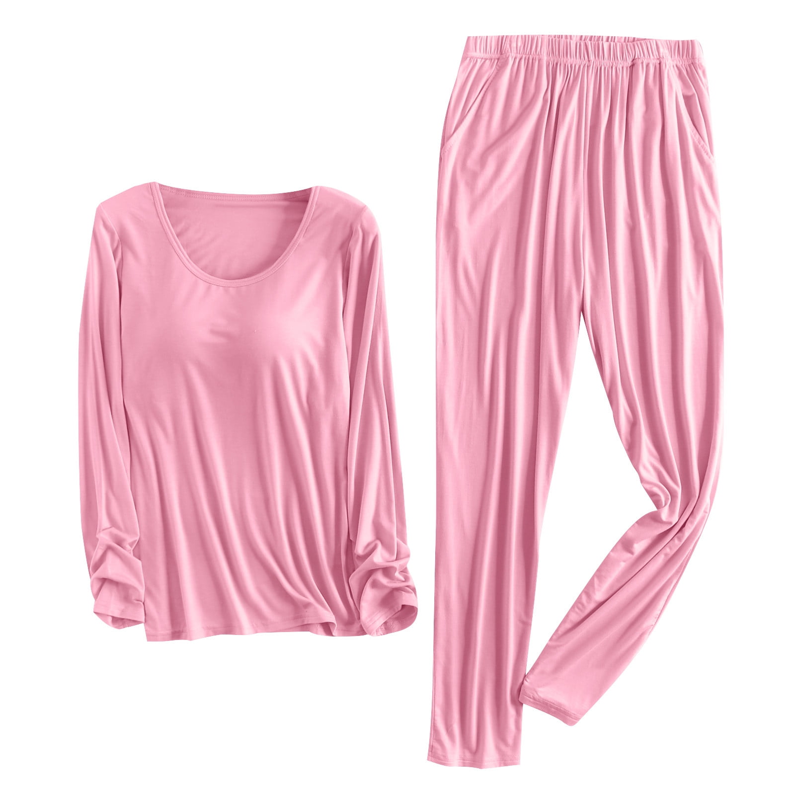 Brondbend Pajama Sets for Women 2 Piece Sleepwear Outfits Crewneck Long ...