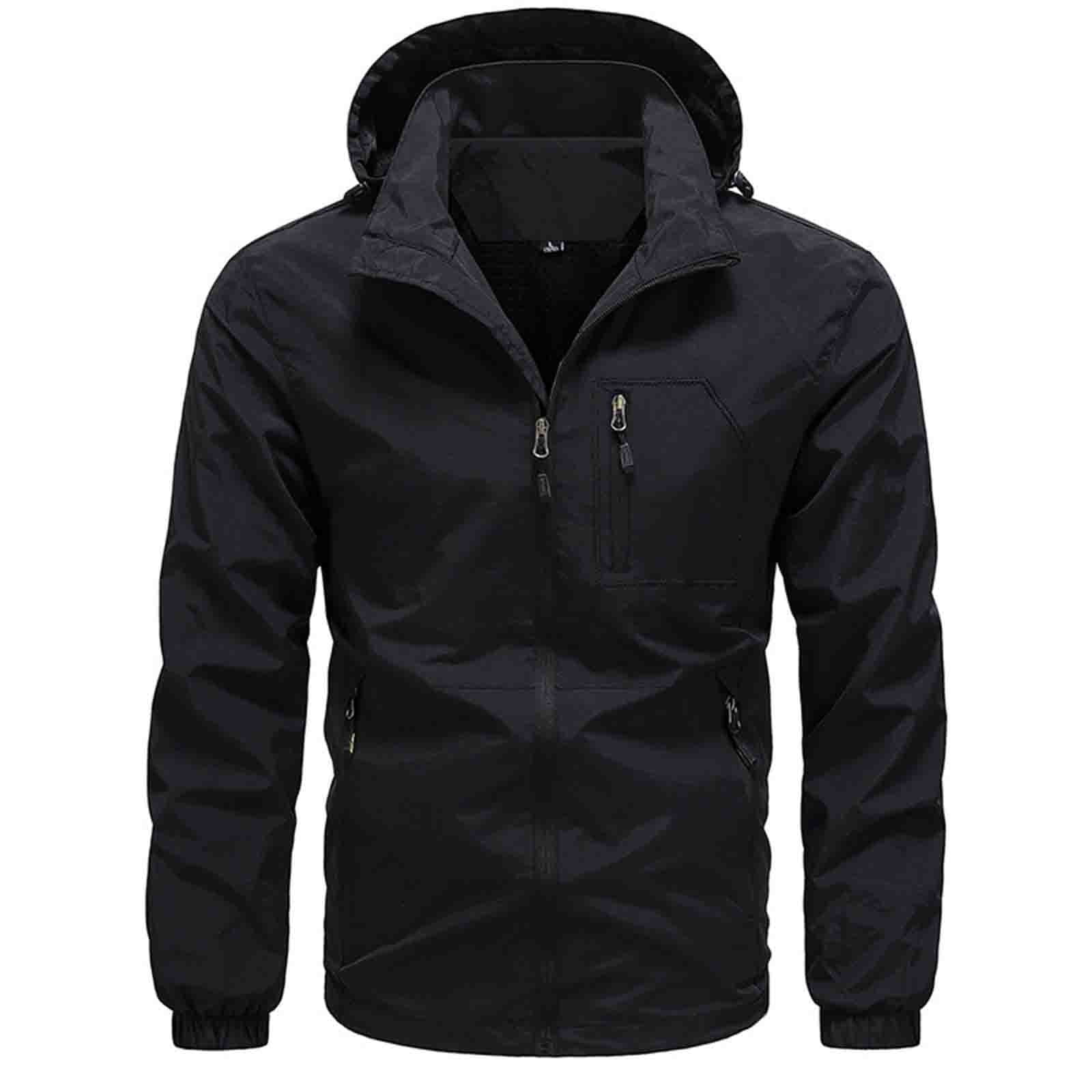 Brondbend Rain Jacket Mens Waterproof with Hood Men's Solid Color Thin ...