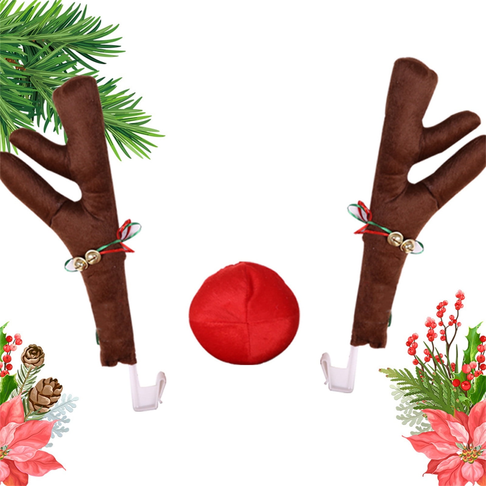 Brondbend Rudolph Car Costume Christmas Deer Antlers & Red Nose For ...