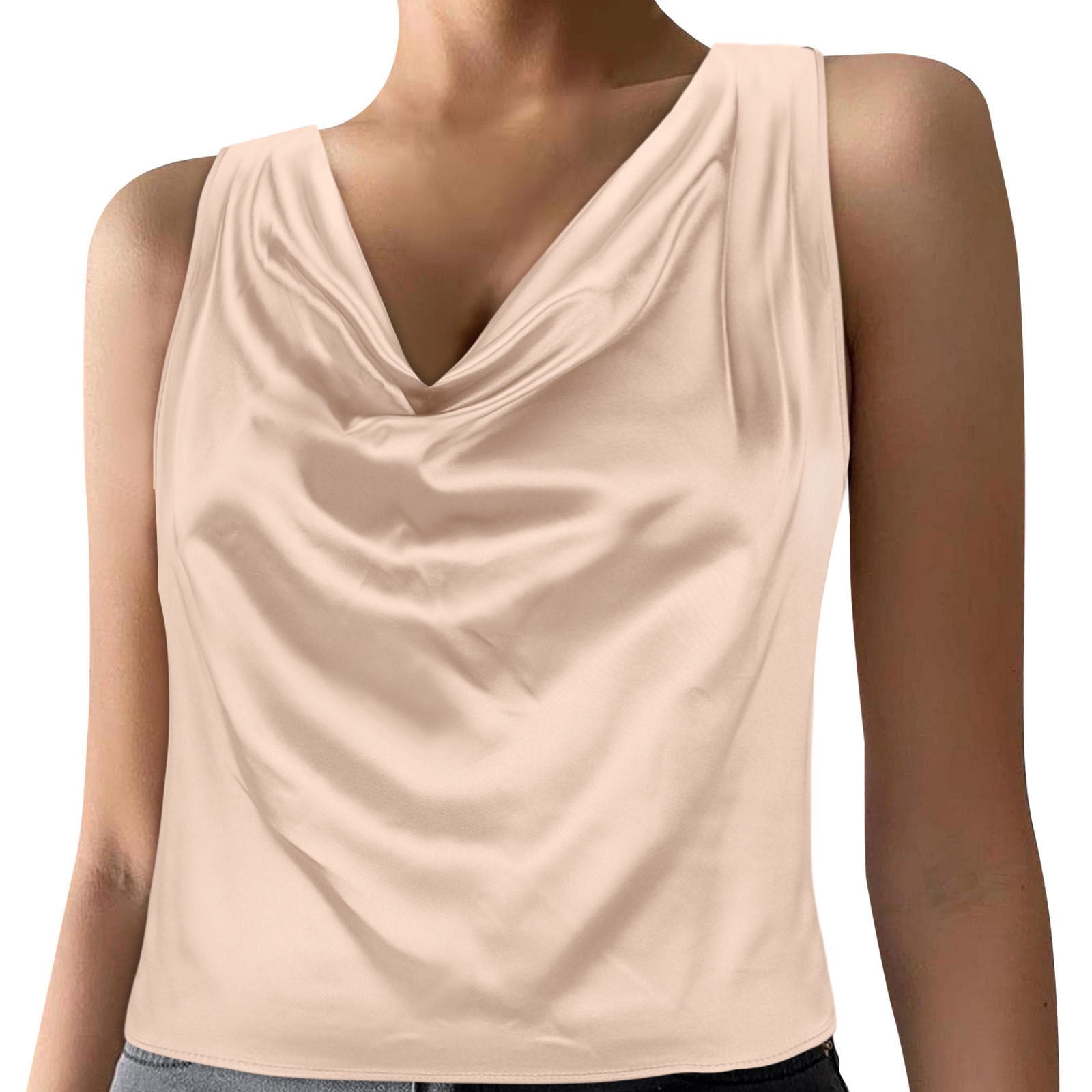 Brondbend Summer Tops for Women 2025 Crew Neck Sleeveless Solid Color ...