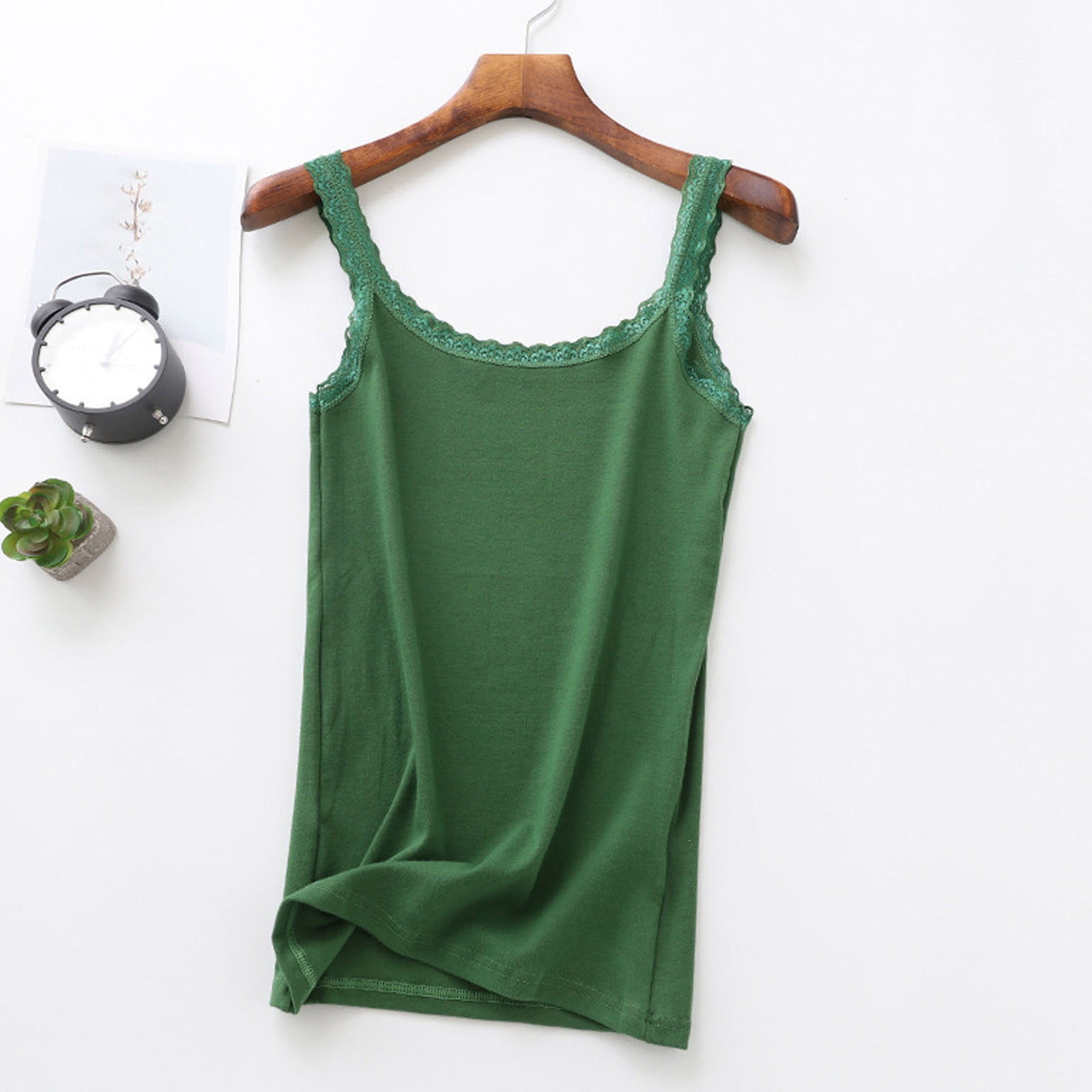 Brondbend Tank Top for Women Crew Neck Sleeveless Solid Color Lace ...