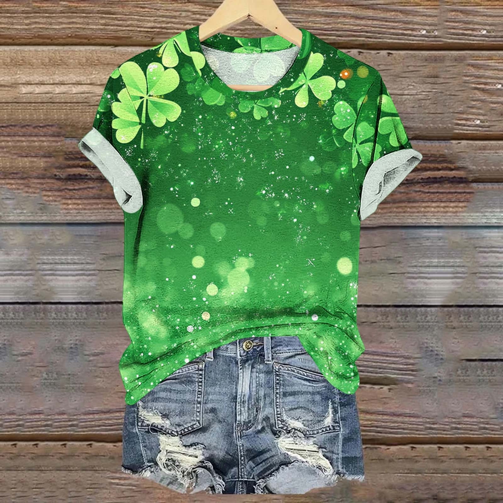 Brondbend Wimens Shirts Patrick's Day Women Tops Casual Crew Neck Short ...