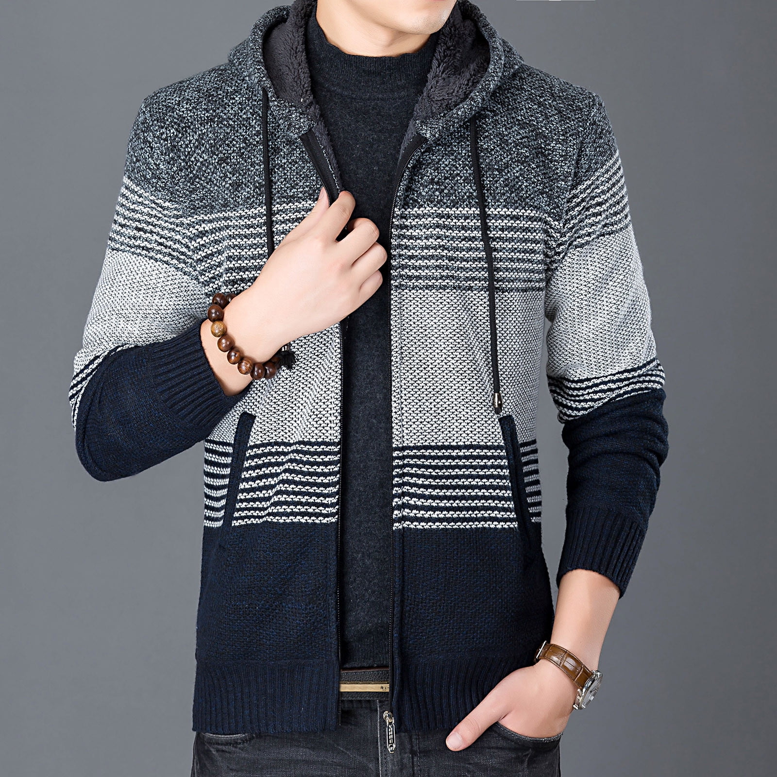 Brondbend Winter Coat for Men Men's Jacket Hooded Long Sleeved Zipper ...
