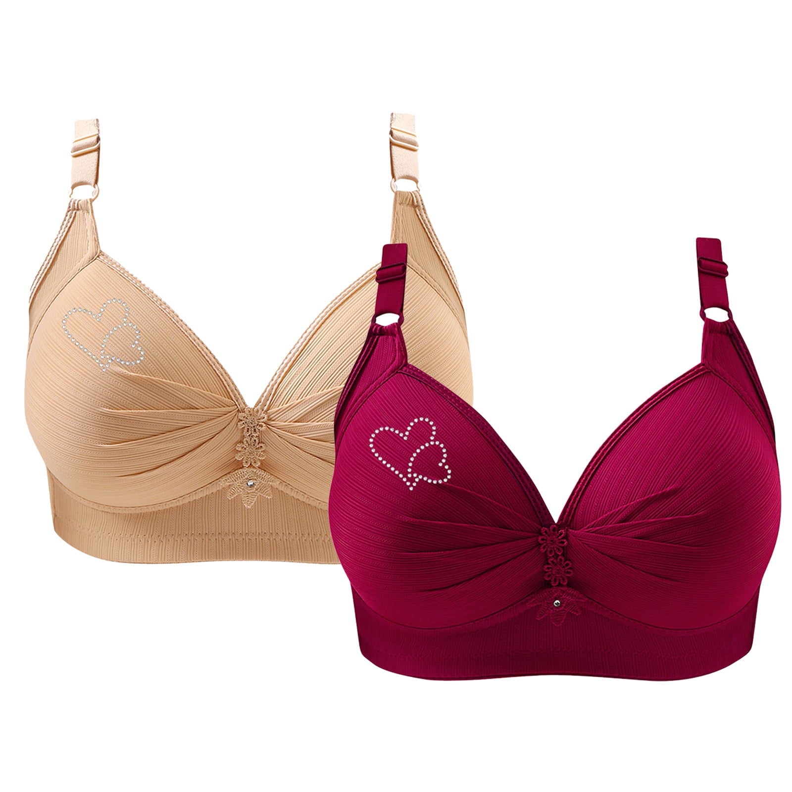 Brondbend Wireless Bras for Women 2pcs Push Up No Underwire Full ...