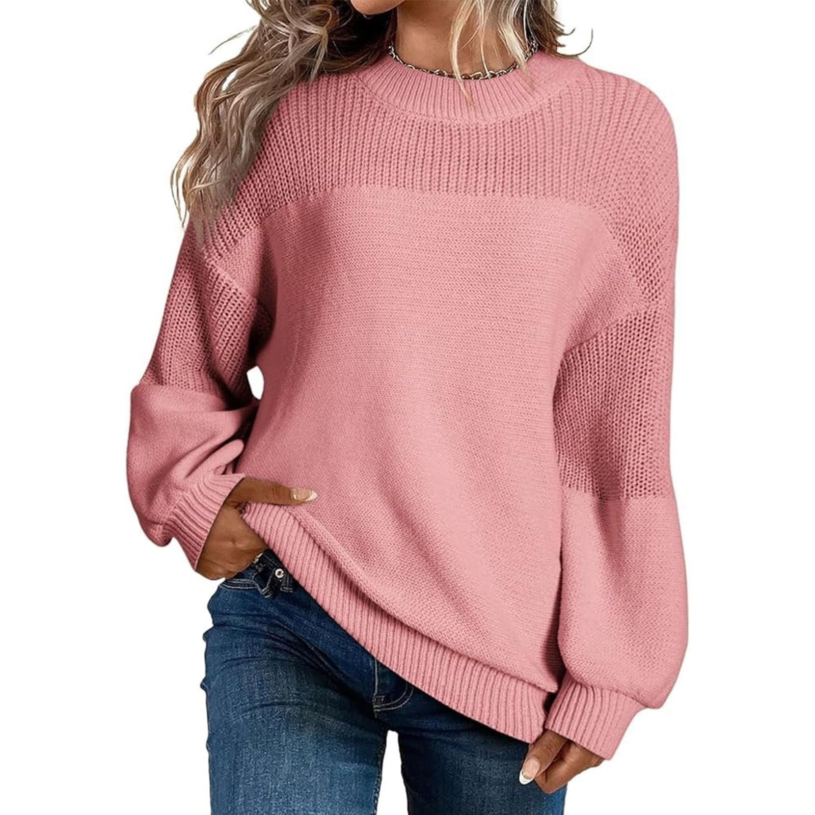 Brondbend Women Sweater Tops Knitted Sweaters for Women Trendy Crew ...
