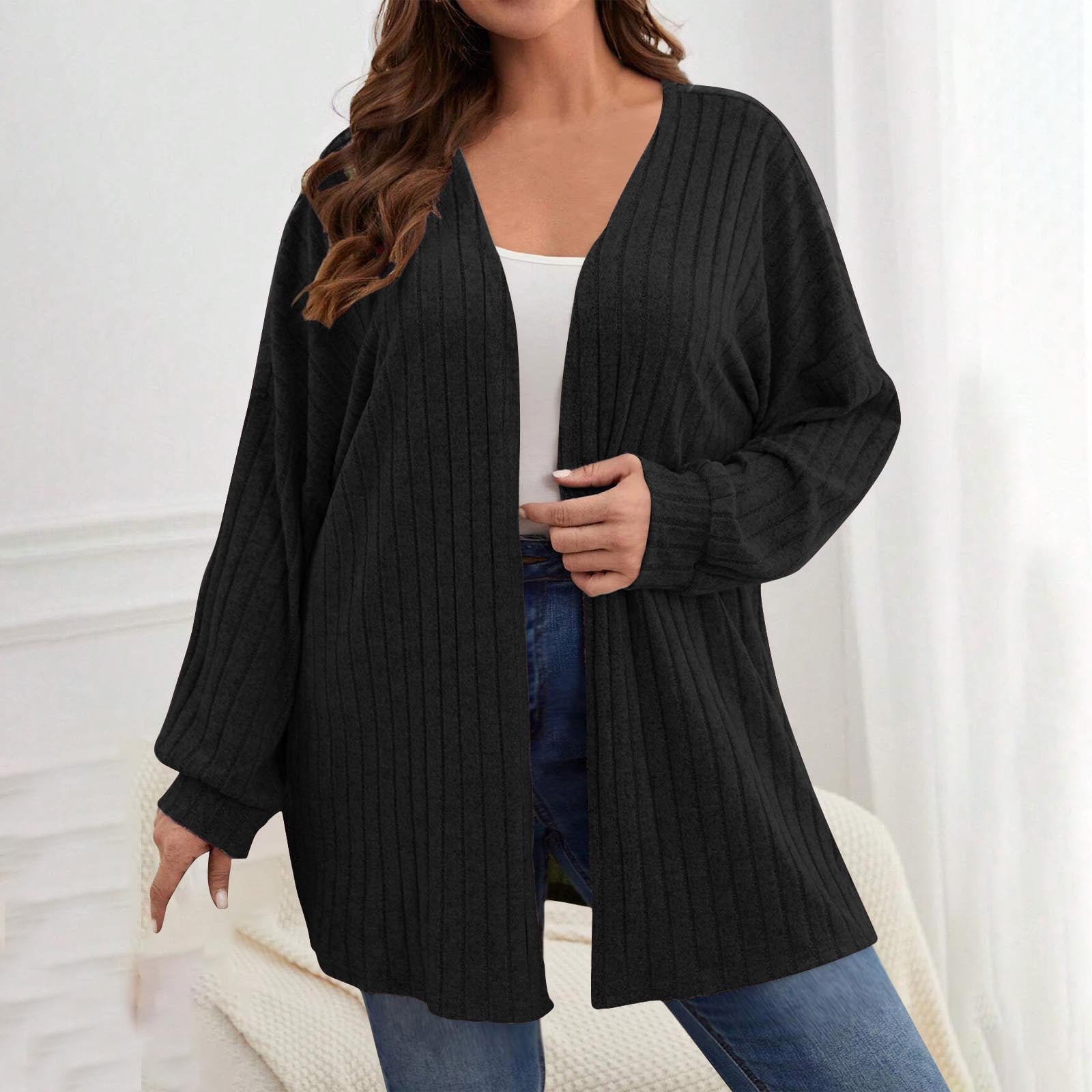 Brondbend Women's Cardigans Knitted Sweater Womens Long Sleeve Solid ...