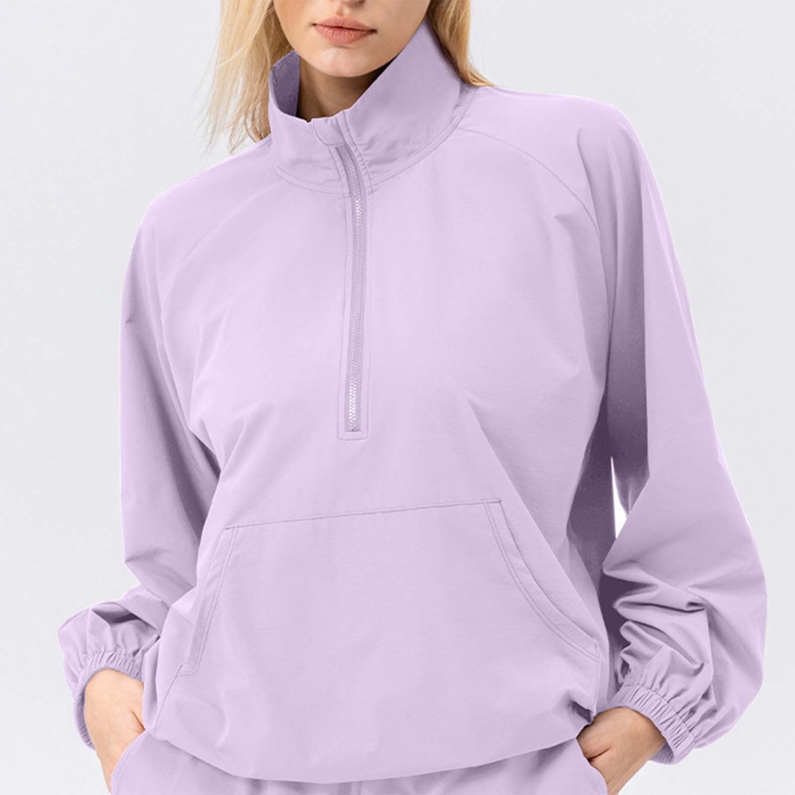 Brondbend Womens Half Zip Pullover Womens Sweatshirt Solid Color Mock ...
