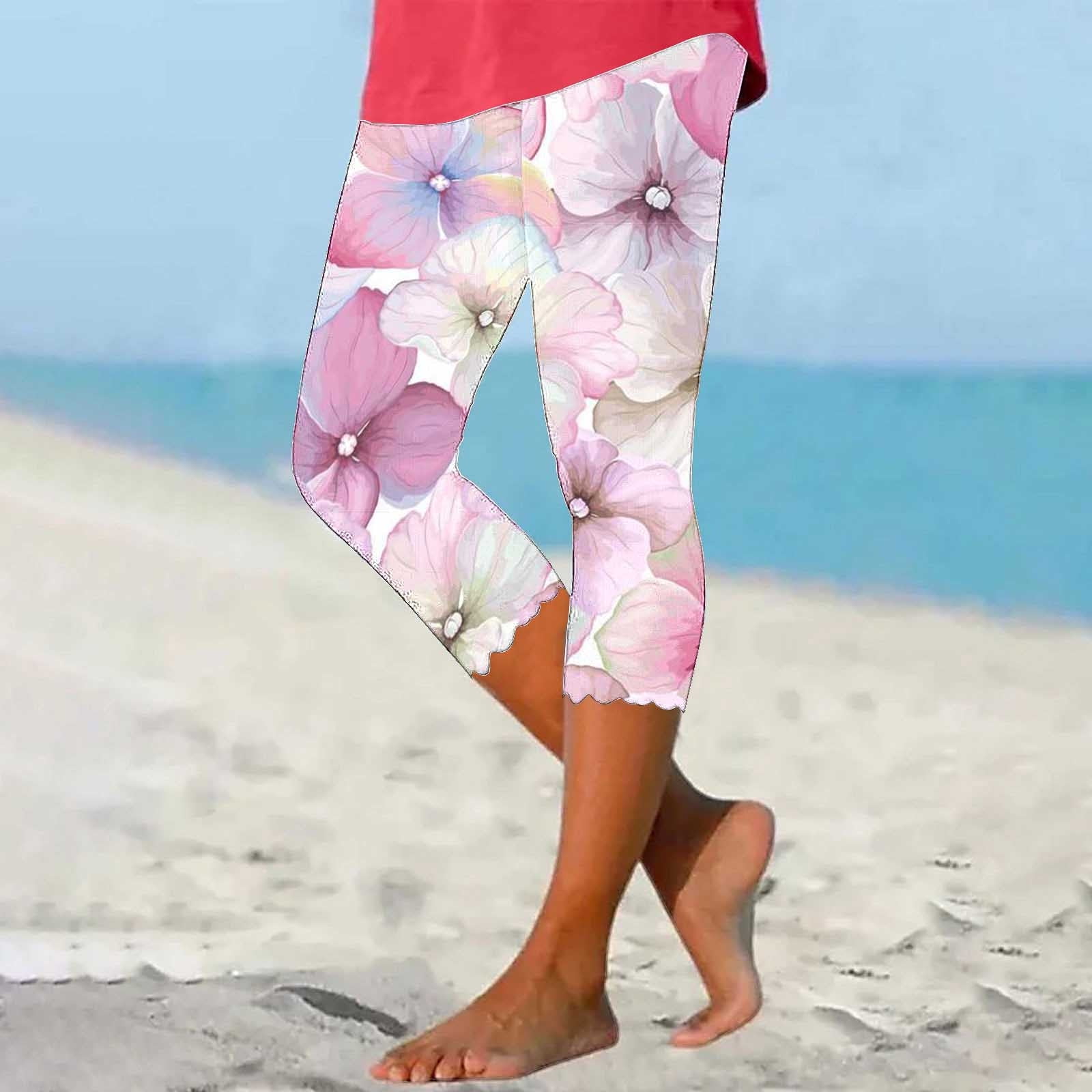 Brondbend Workout Clothes for Women Lounge Floral Prints Capris Slim ...