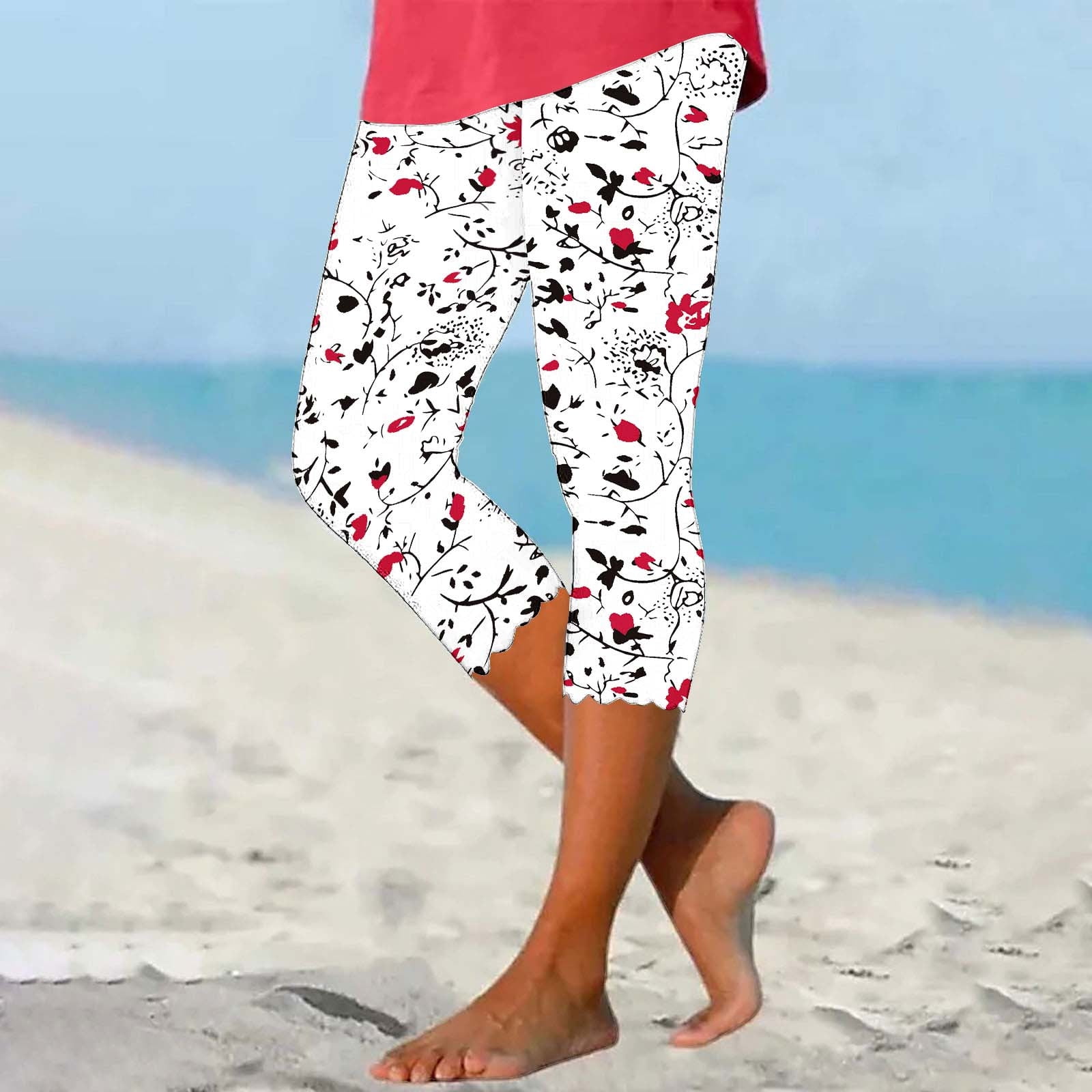 Brondbend Workout Clothes for Women Lounging Floral Prints Capris Slim ...