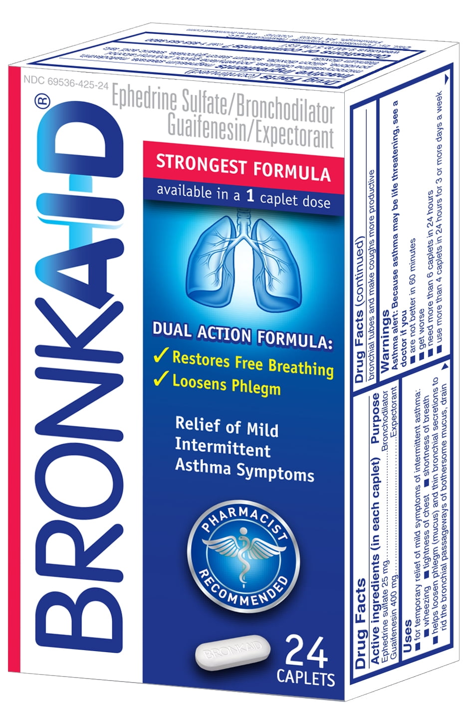 Bronkaid Dual Action Asthma Caplets, 24 Count HSA/FSA Eligible ...