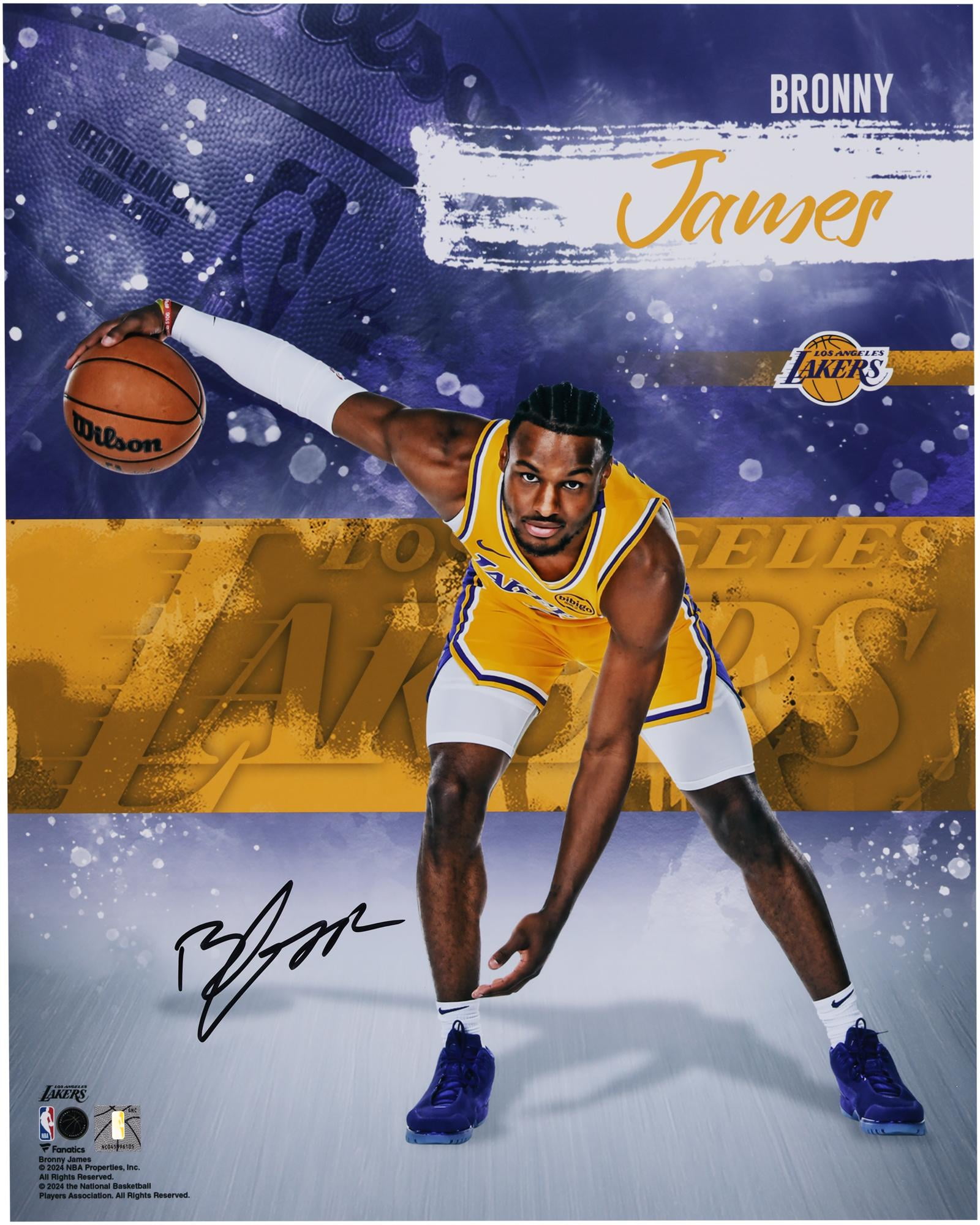 Bronny James Los Angeles Lakers Autographed 16" x 20" Stylized ...