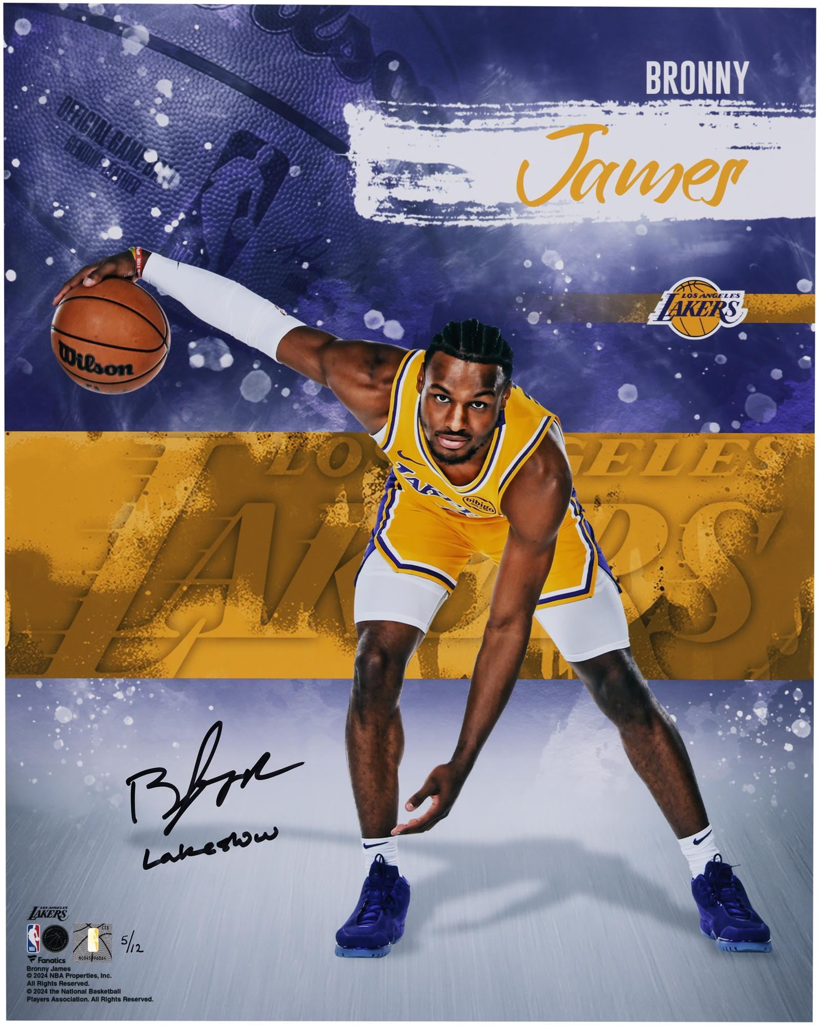 Bronny James Los Angeles Lakers Autographed 16" x 20" Stylized ...