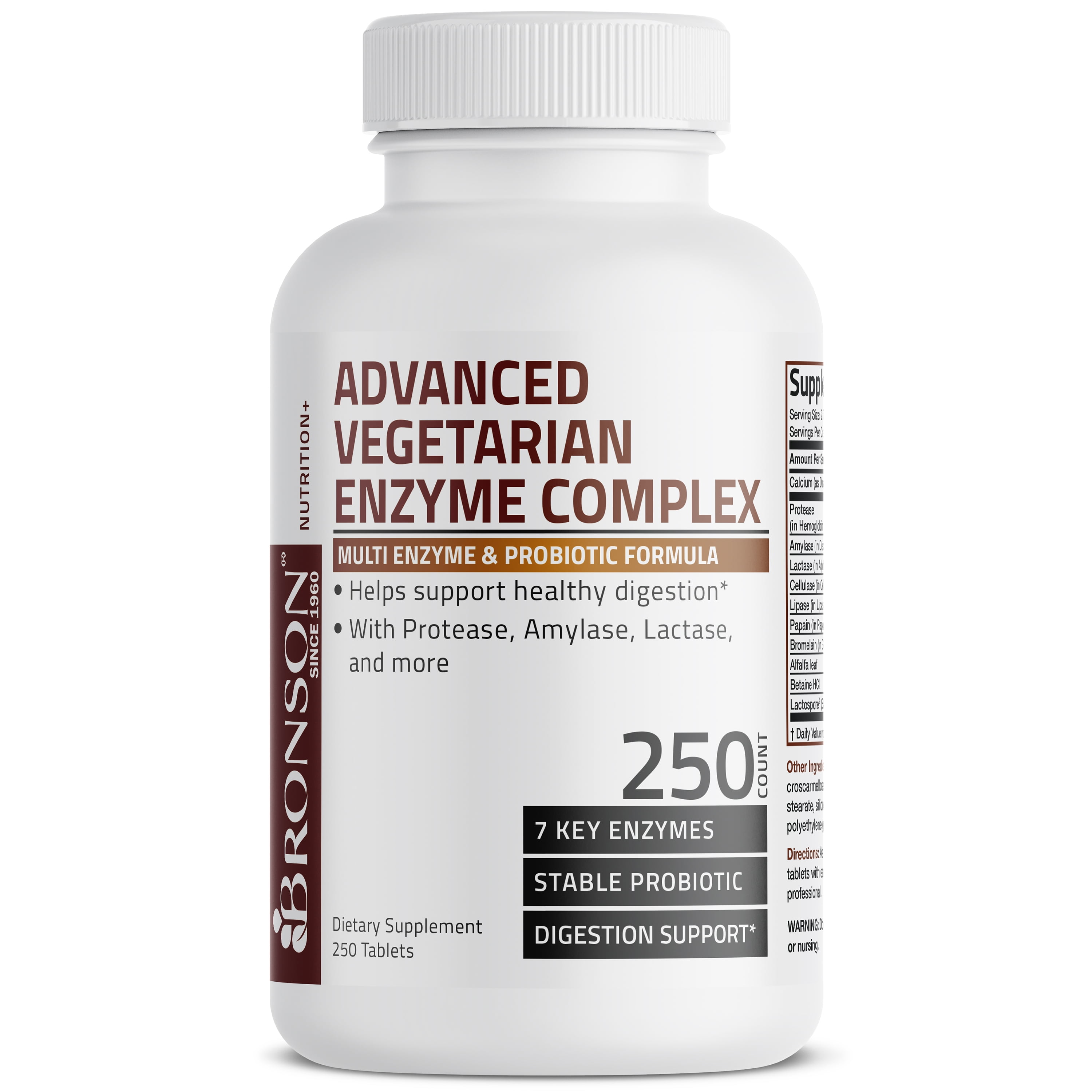 Bronson Advanced Vegetarian Enzyme Complex, 250 Tablets - Walmart.com