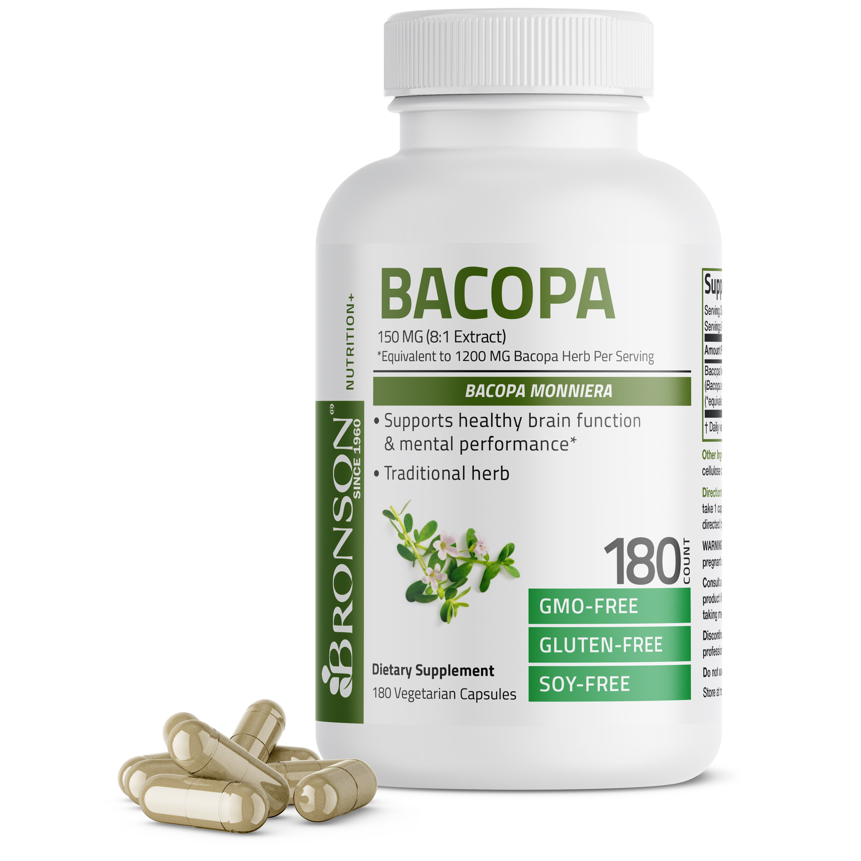 Bronson Bacopa 1200 MG Supports Healthy Brain Function and Mental Performance, Traditional Herb ...