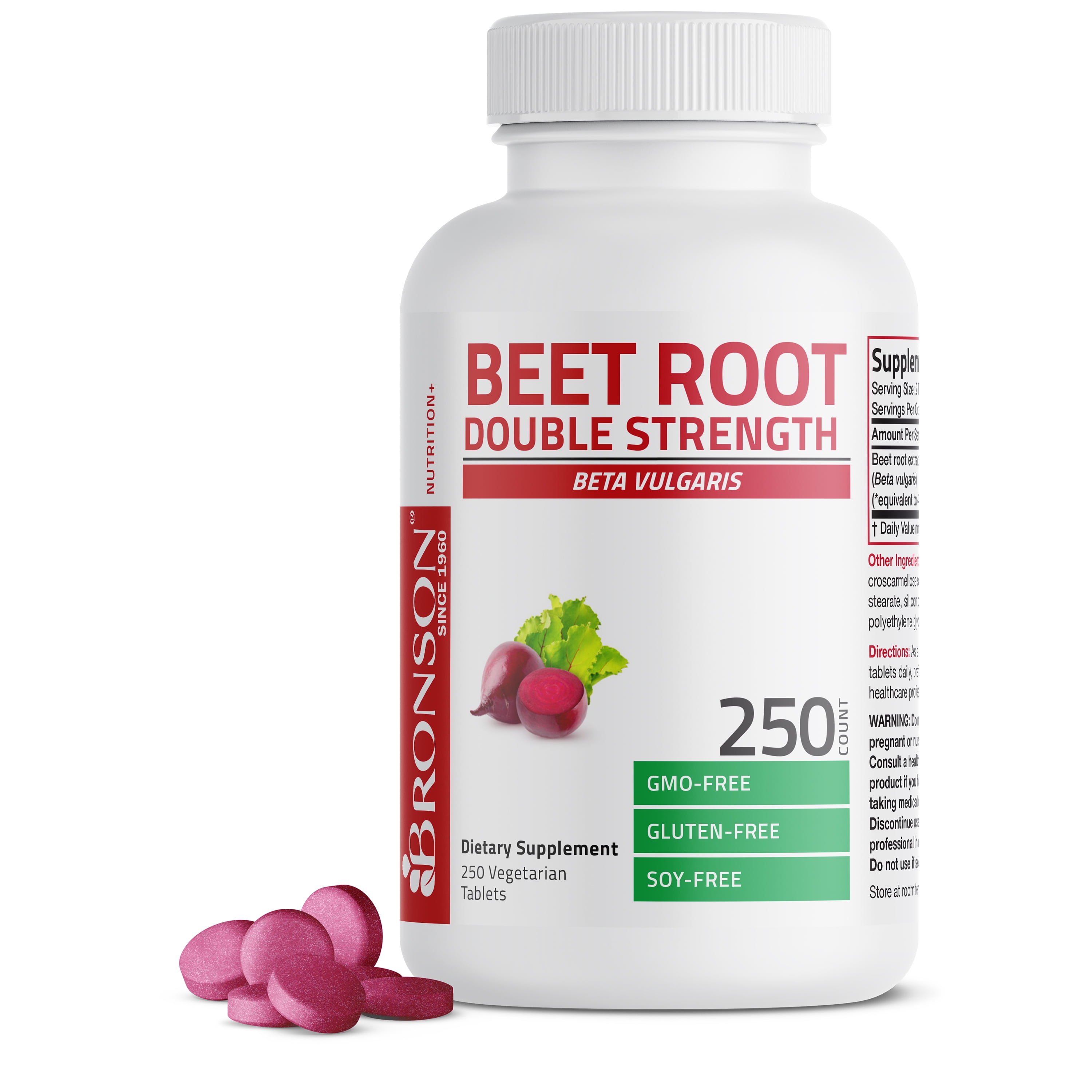 Bronson Beet Root Double Strength, Non-GMO, 250 Vegetarian Tablets ...