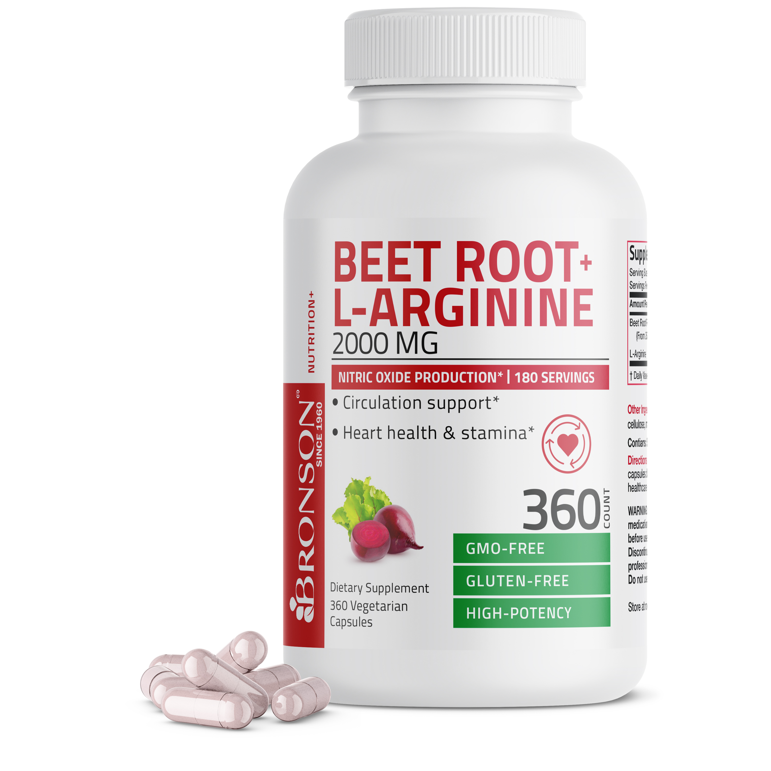 Bronson Beet Root + L-Arginine 2000 MG Nitric Oxide Production - Non ...