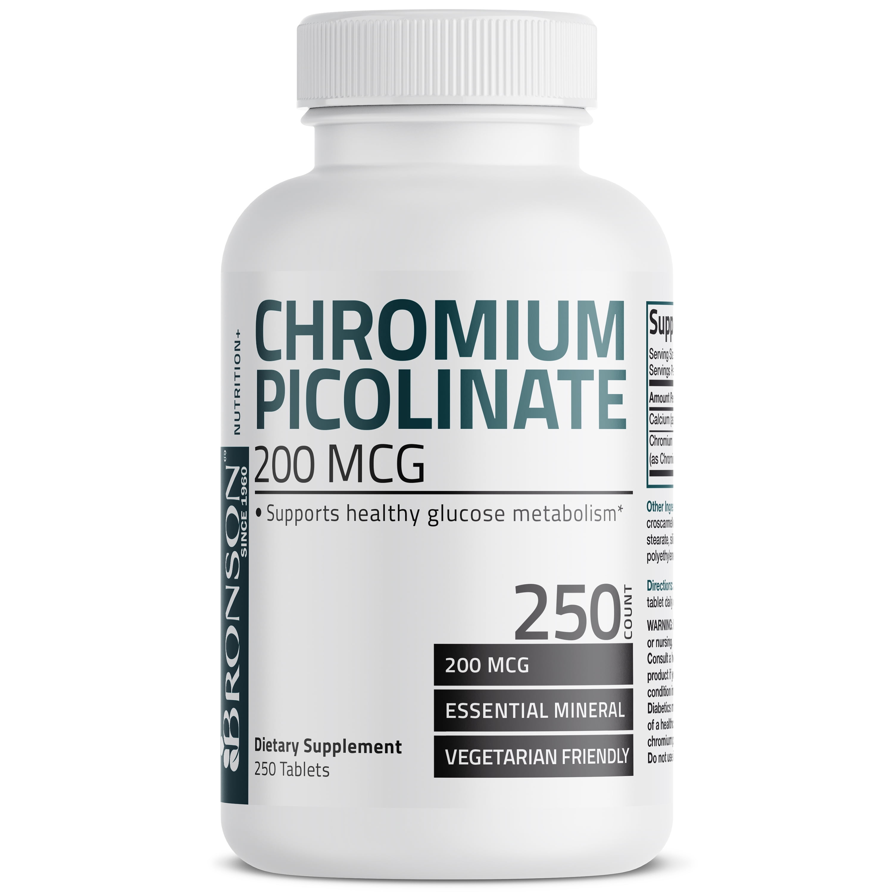 Bronson Chromium Picolinate 200mcg, 250 Tablets - Walmart.com