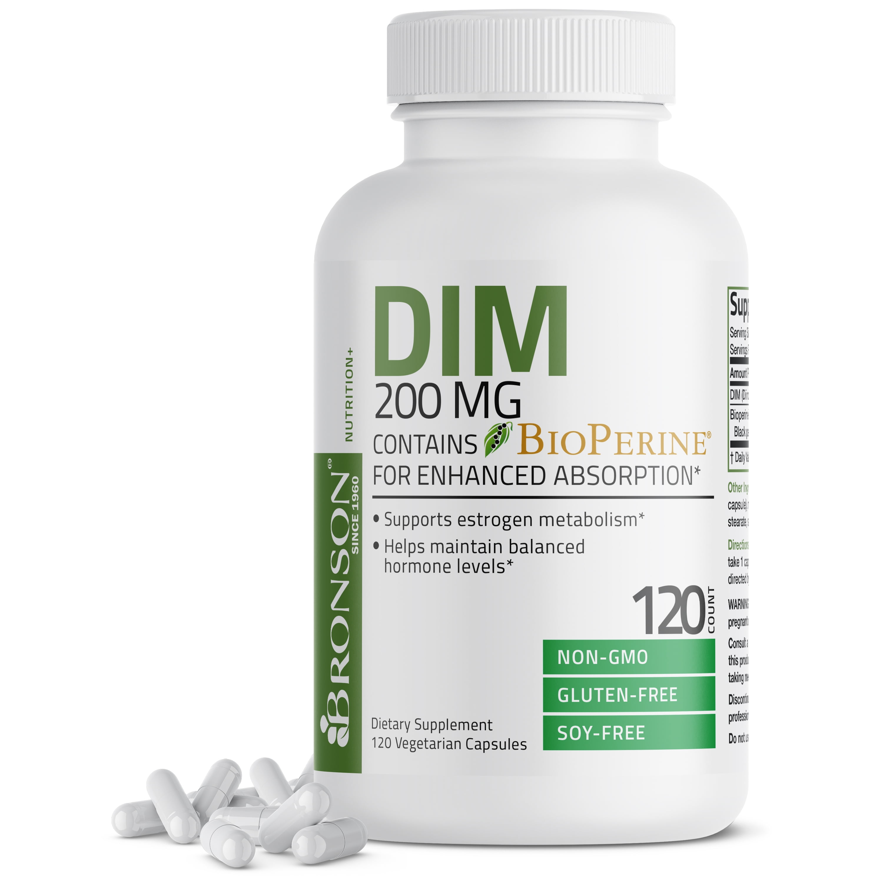 Bronson DIM 200 mg with BioPerine for Enhanced Absorption Estrogen ...